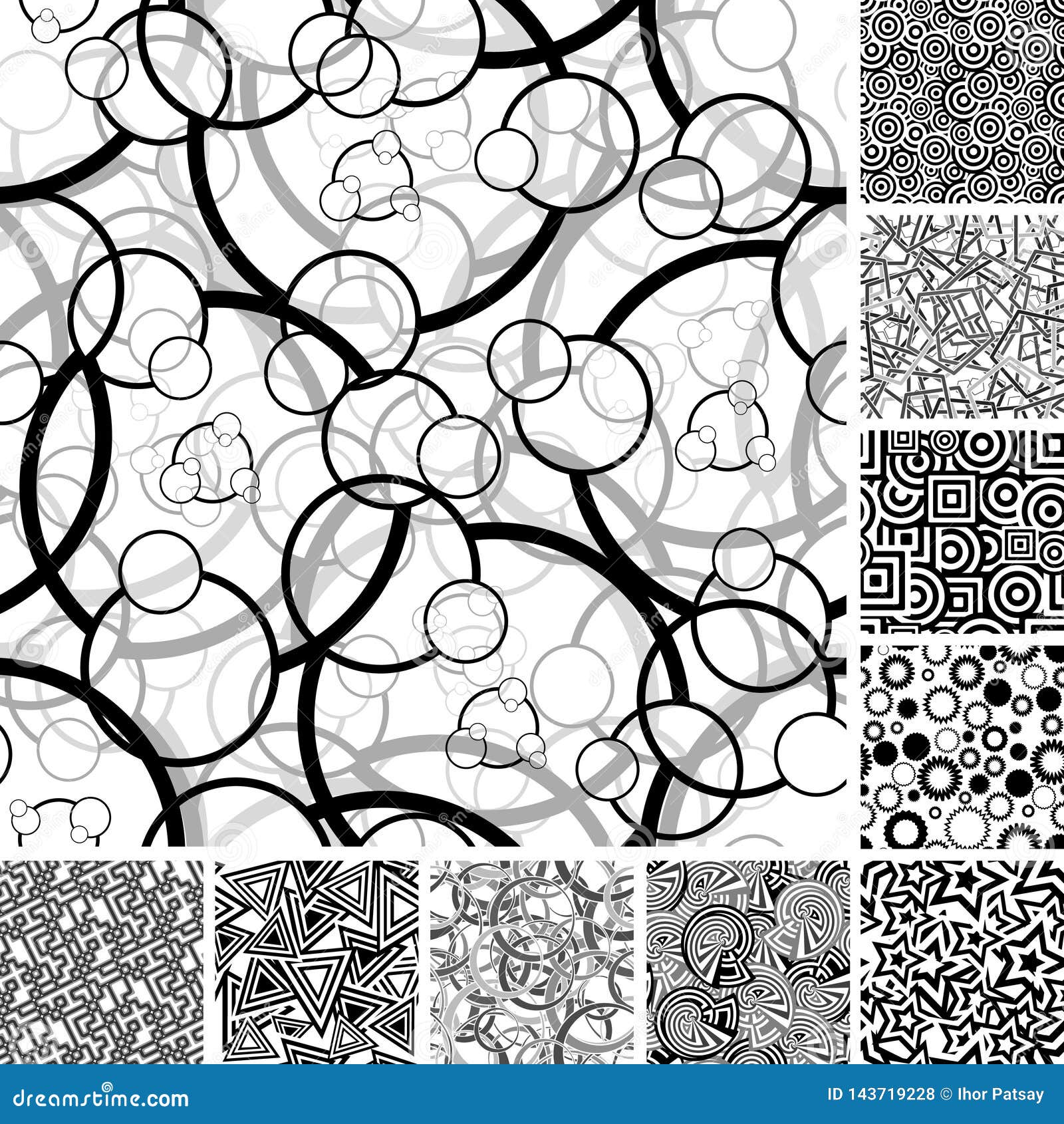 Seamless Uncolored Patterns Stock Vector - Illustration of abstract ...