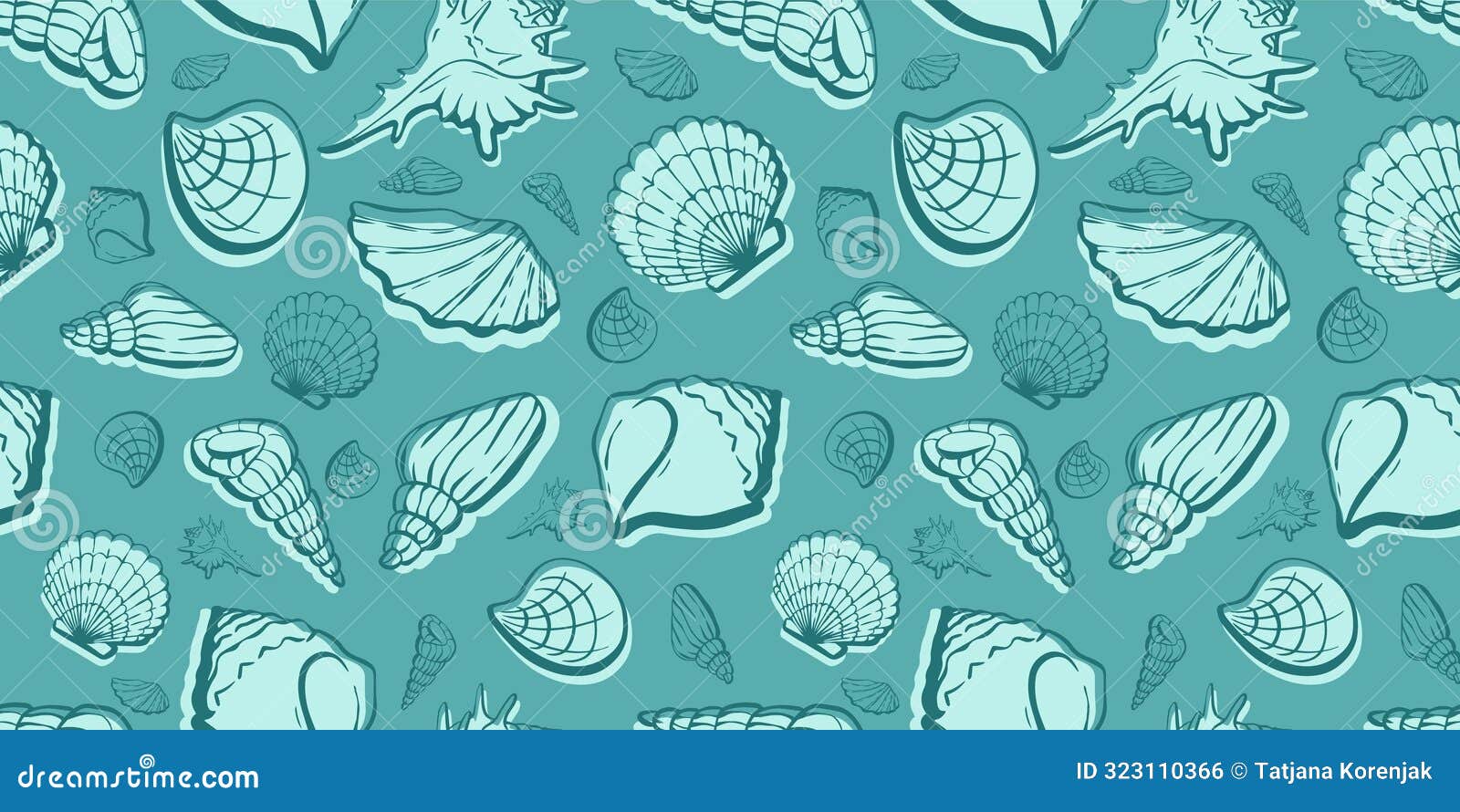 Seamless Underwater Sea World Pattern with Shells and Bubbles Stock ...