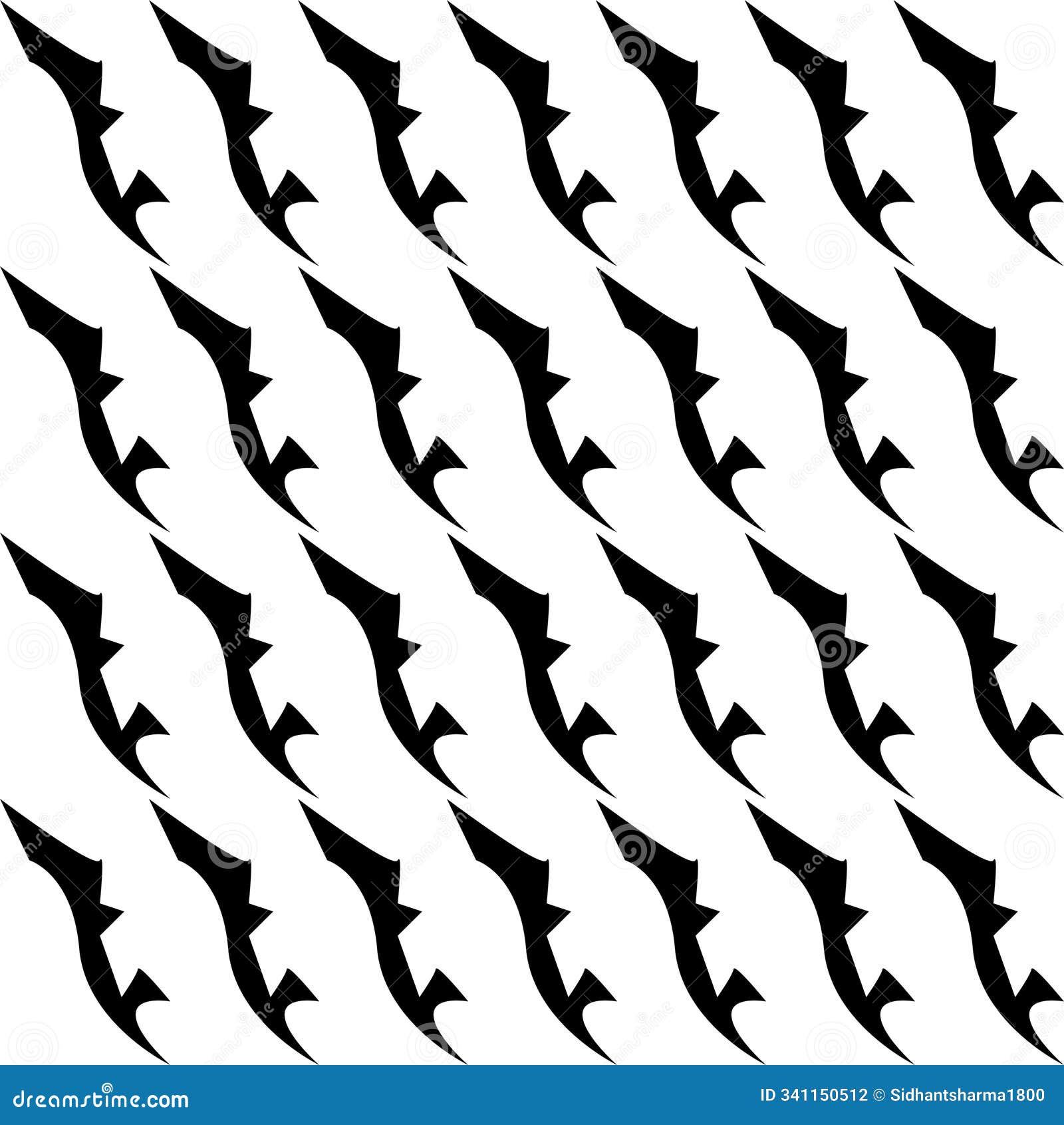 Seamless Unique Curvy Element Pattern Repeated Design on White ...