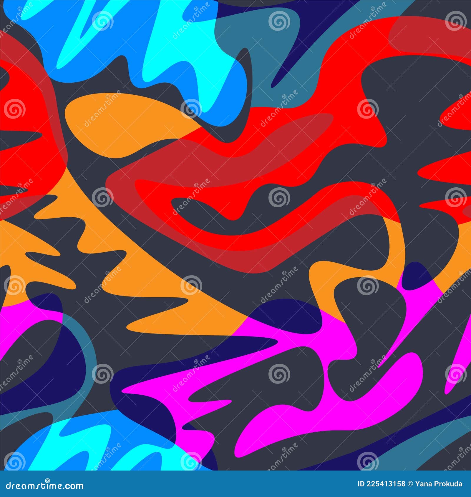 Seamless Unusual Abstract Pattern with Wave Chaotic Shapes Stock Vector ...