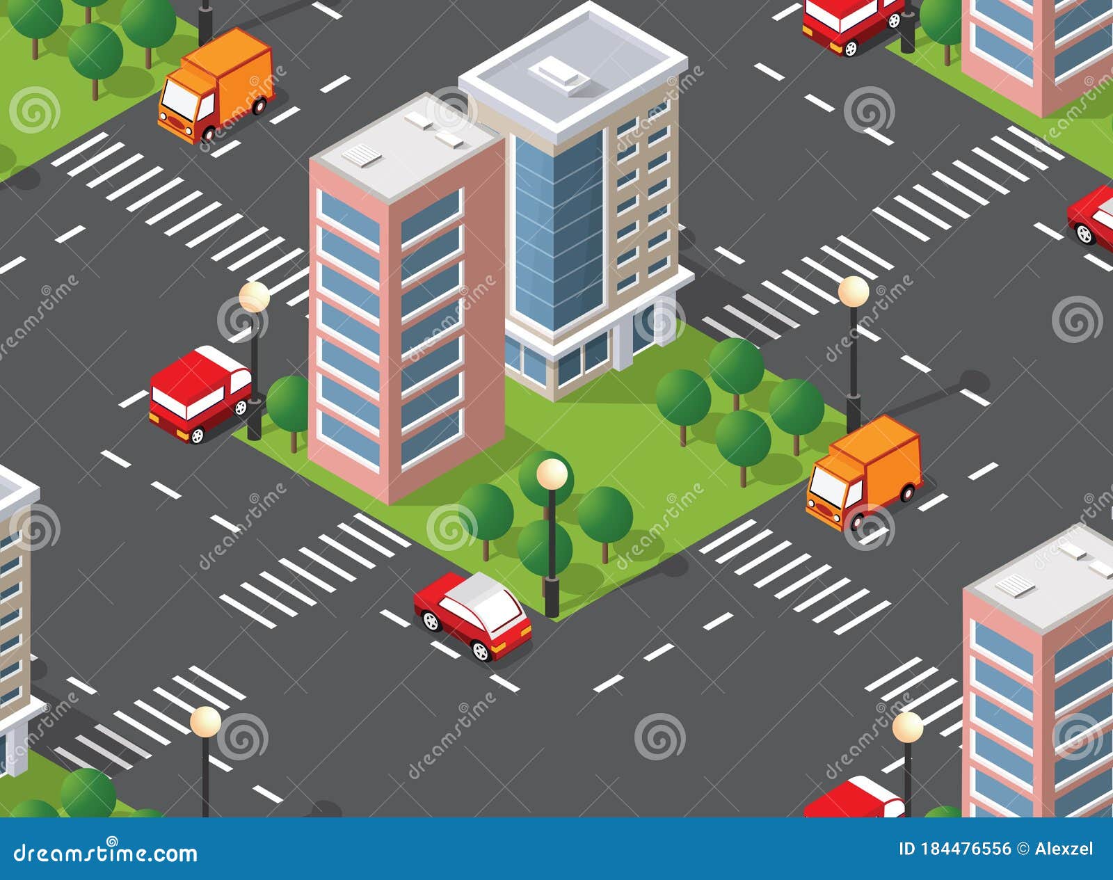 Seamless Urban Plan Pattern Map. Isometric Landscape Stock Vector ...