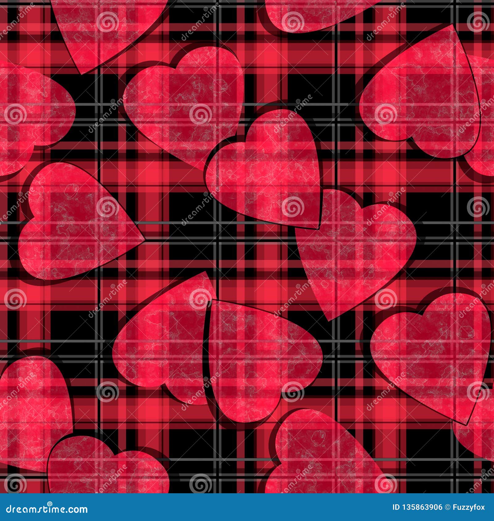 Seamless Valentines Day Red Hearts Black Ckeckered Plaid Pattern Stock ... Seamless Valentines Day Red Hearts Black Ckeckered Plaid Pattern Stock ...
