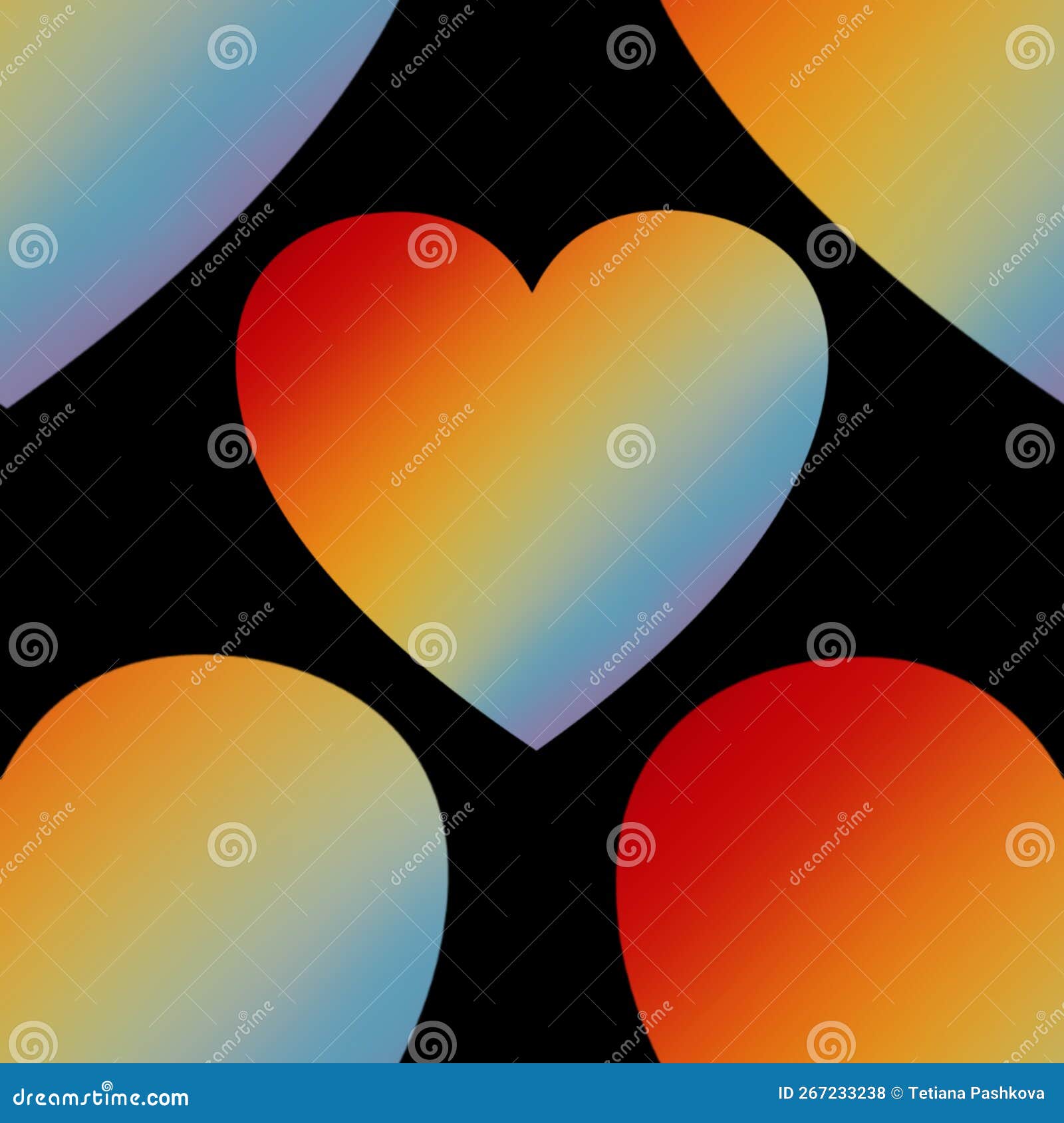 Seamless Valentines Pattern with Gradient Hearts on Black Background ...