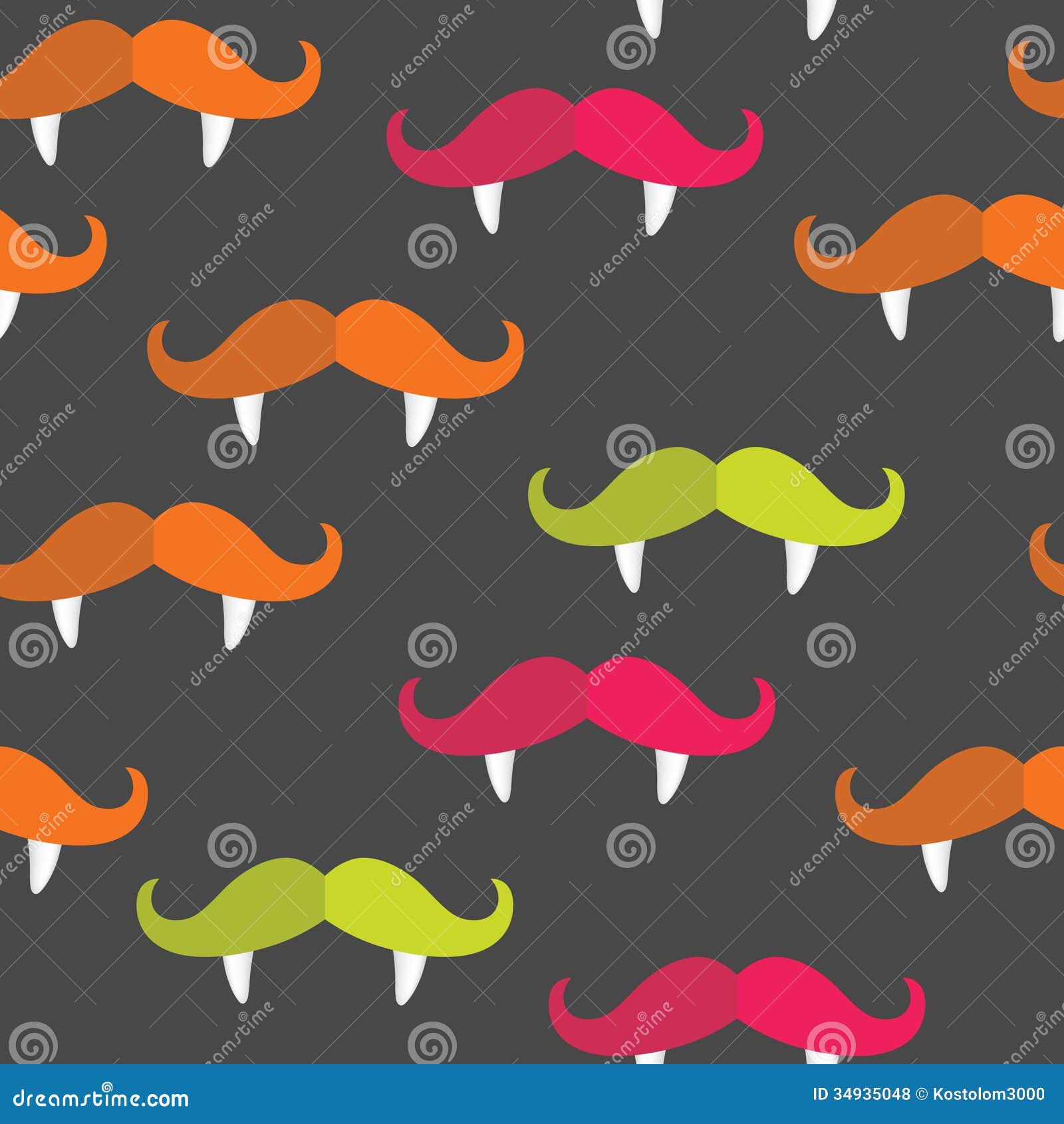 Seamless Vampire Mustache Pattern Stock Vector - Illustration of scary ...