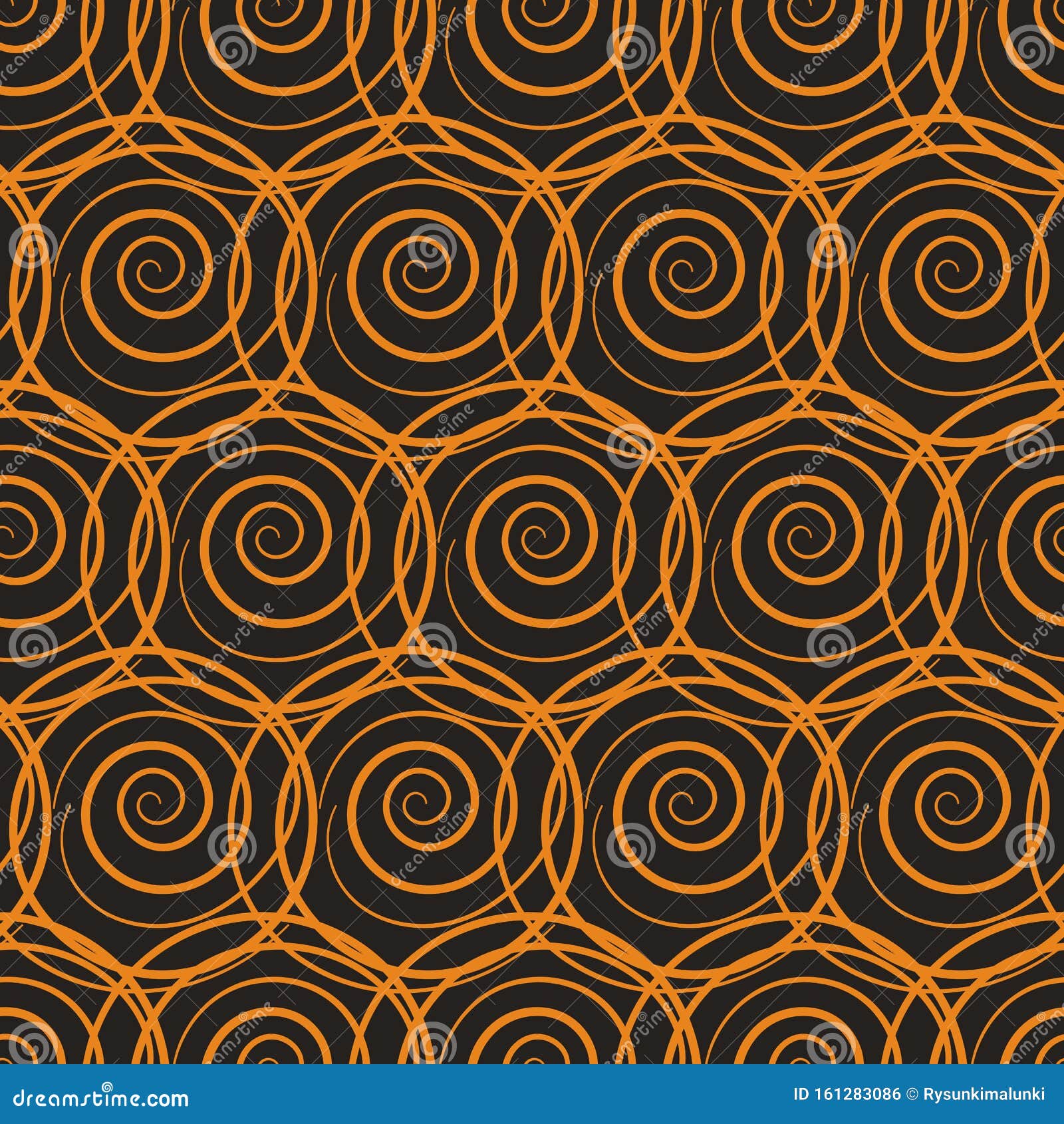 Seamless Vector Abstract Netting Pattern with Orange Circles on a Dark ...