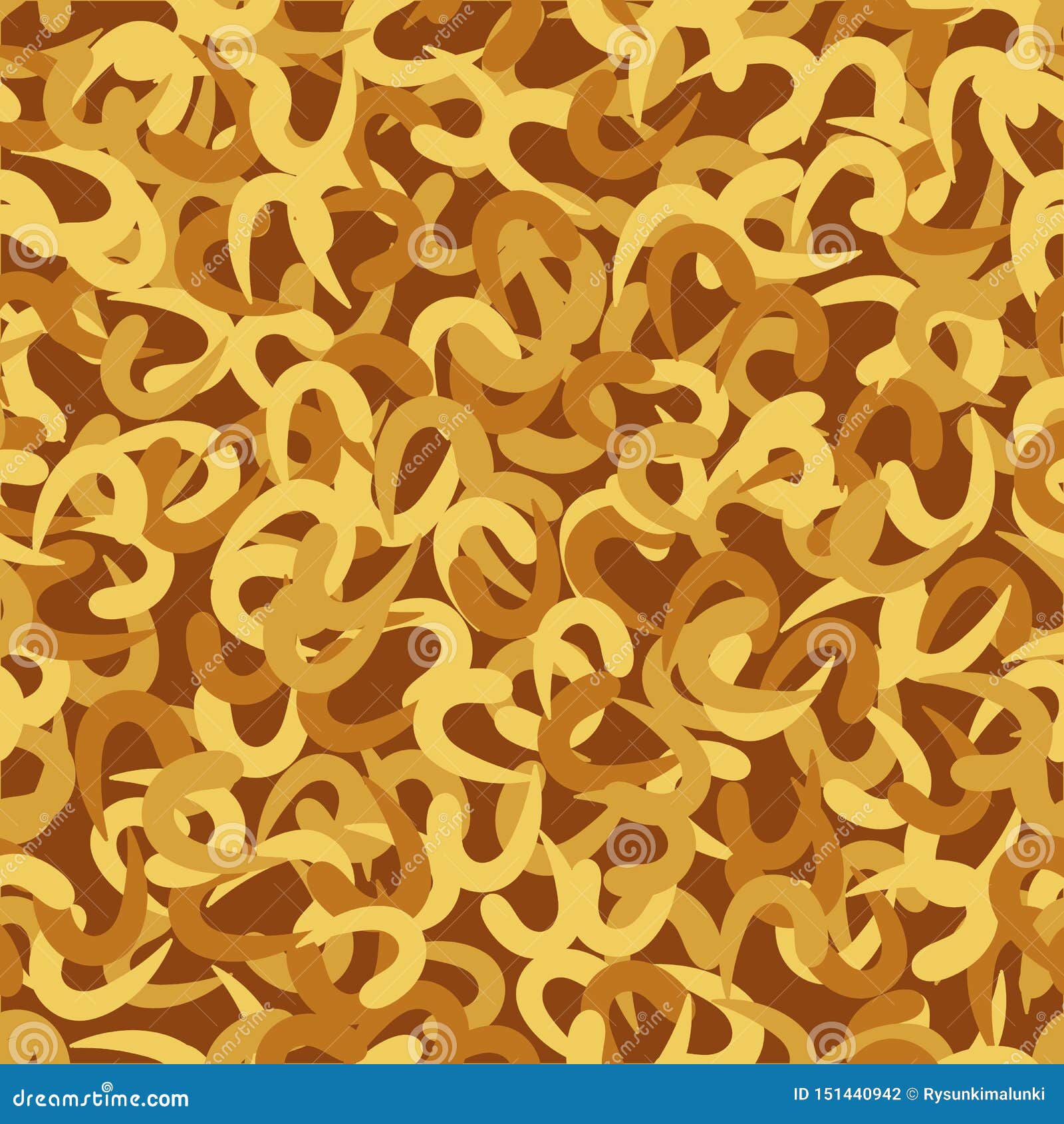 Seamless Vector Abstract Pattern with Golden Worm Like Shapes Stock ...