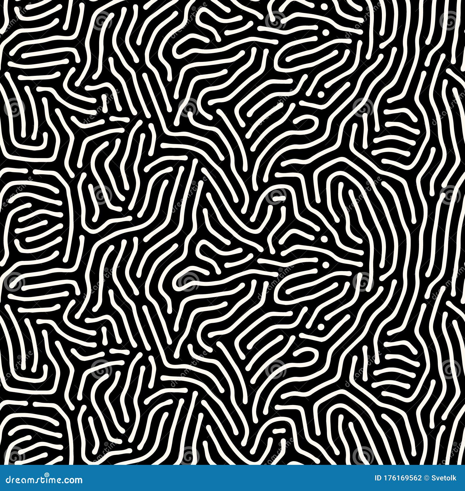 Seamless Vector Abstract Pattern with Lines and Dots in Monochrome ...