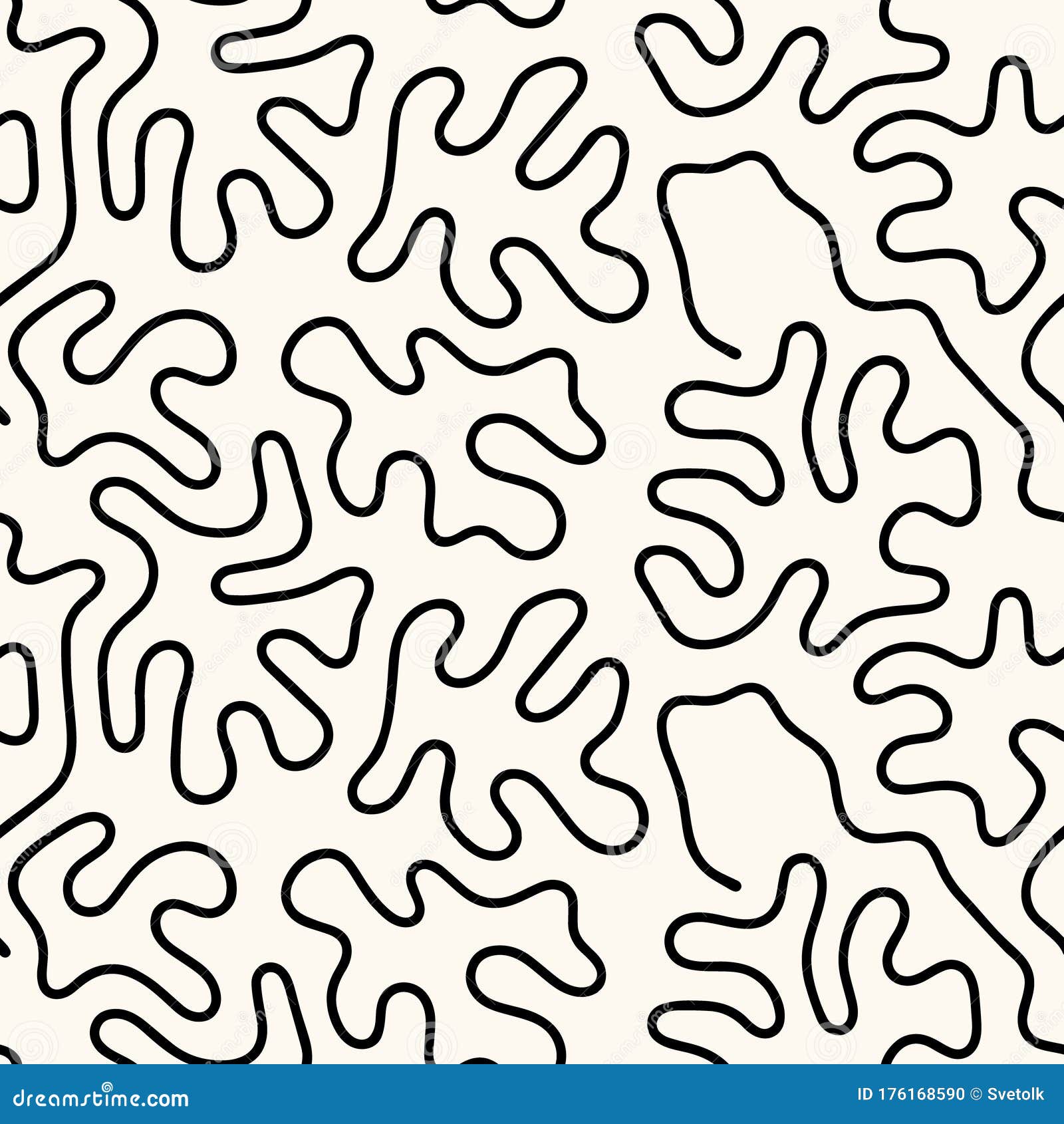 Seamless Vector Abstract Pattern with Rounded Irregular Compound Lines ...