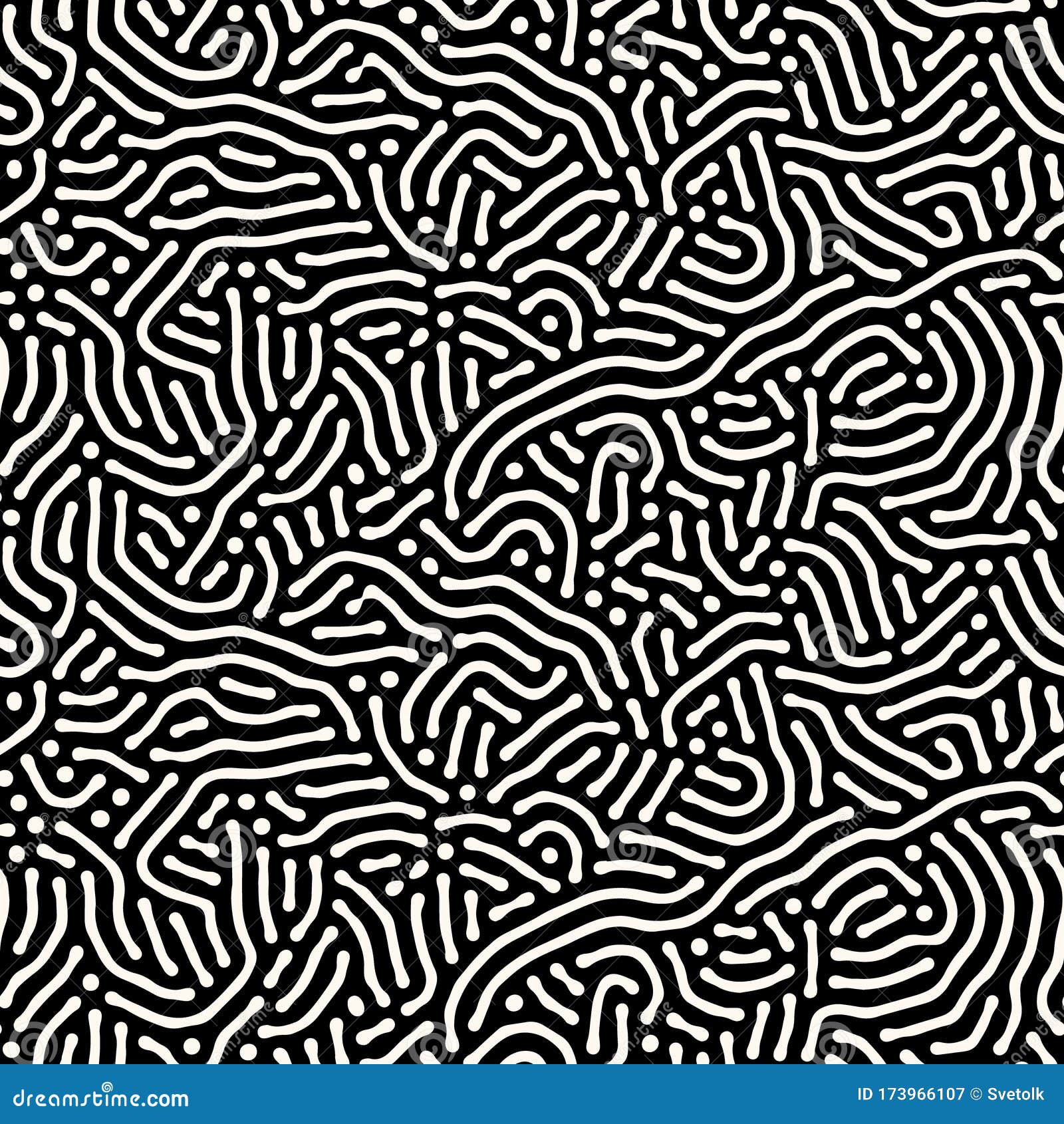 Seamless Vector Abstract Pattern with Rounded Irregular Lines, Inspired ...