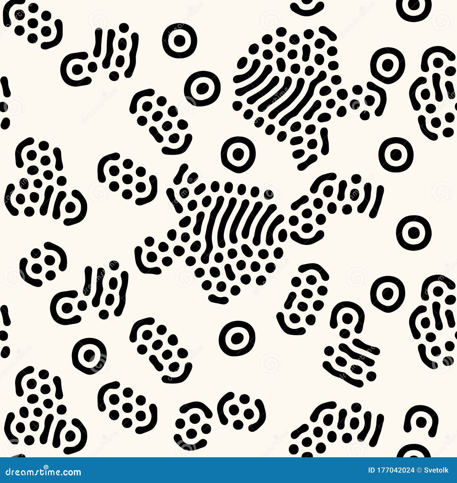 Seamless Vector Abstract Pattern with Rounded Irregular Lines, Inspired ...