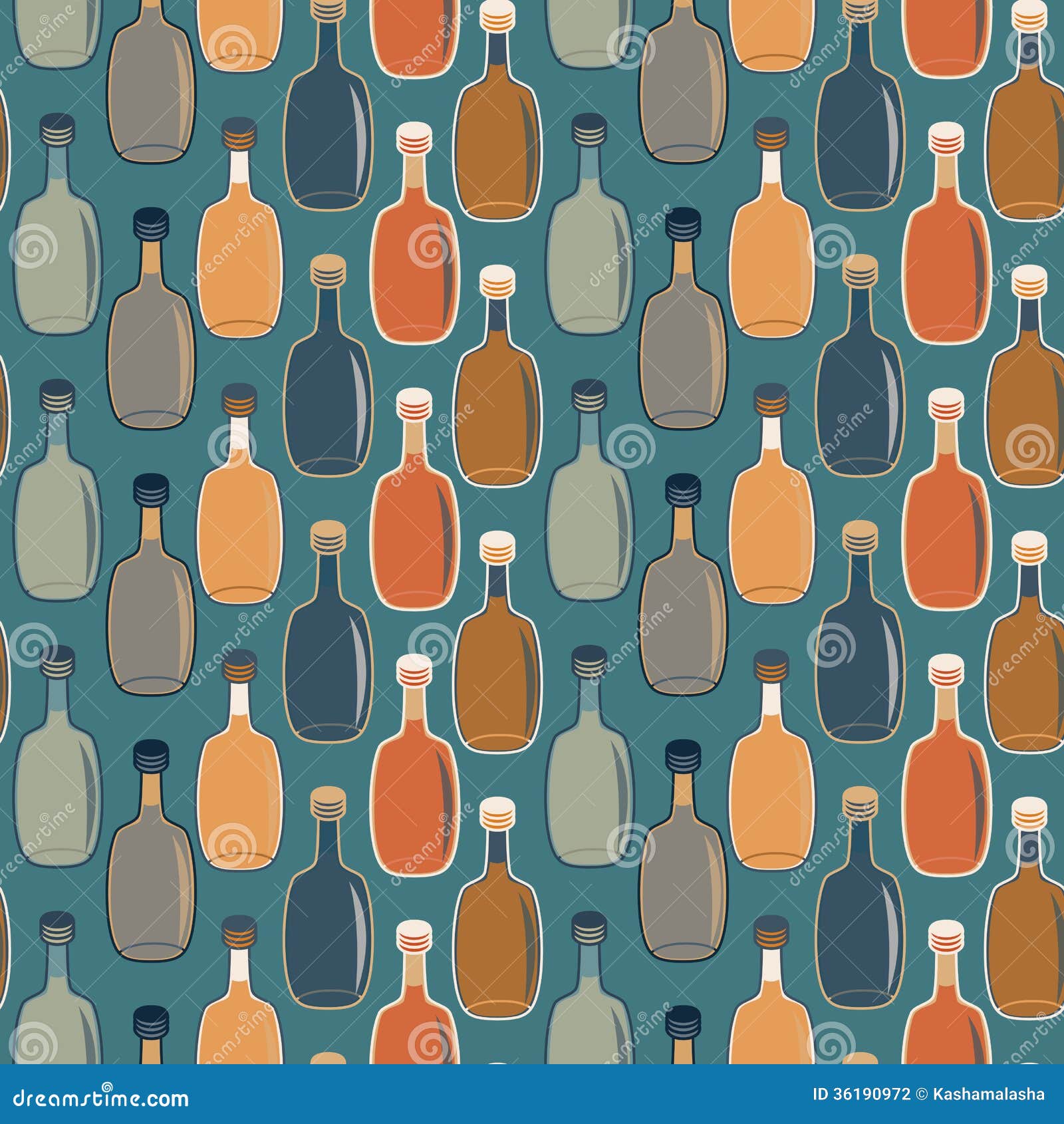Seamless Vector Alcohol Bottles Pattern Stock Vector - Illustration of ...