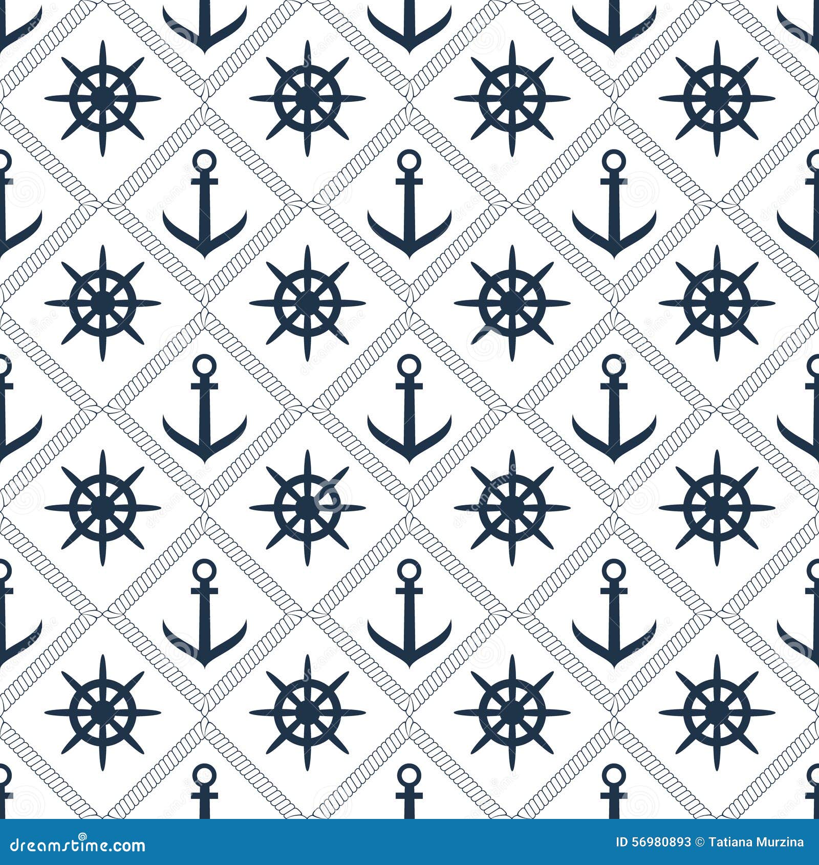 Seamless Vector Anchor Pattern Backgroun Stock Vector - Illustration of ...