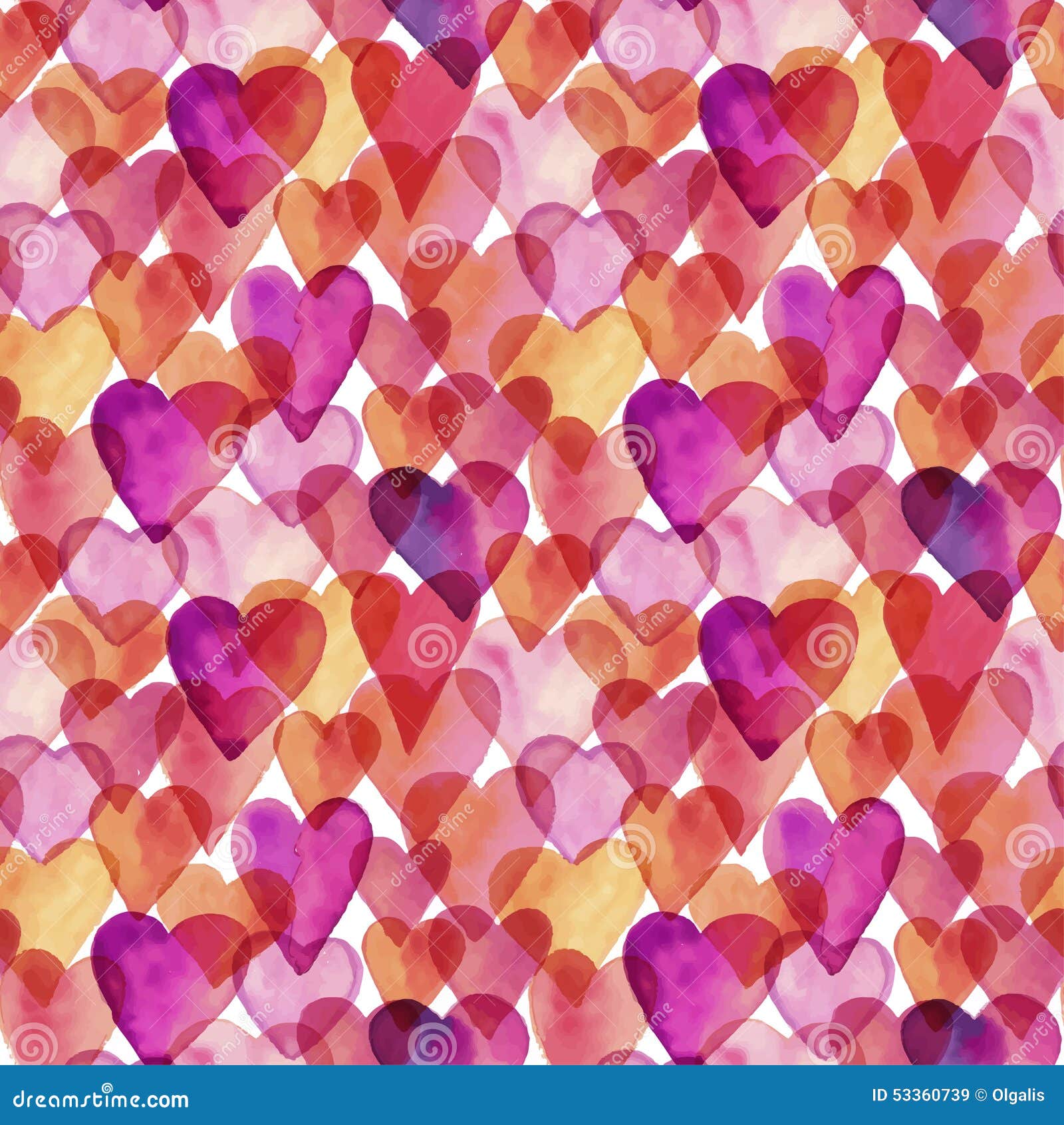 Seamless Vector Artistic Design Watercolor Love Pattern Stock Vector ...