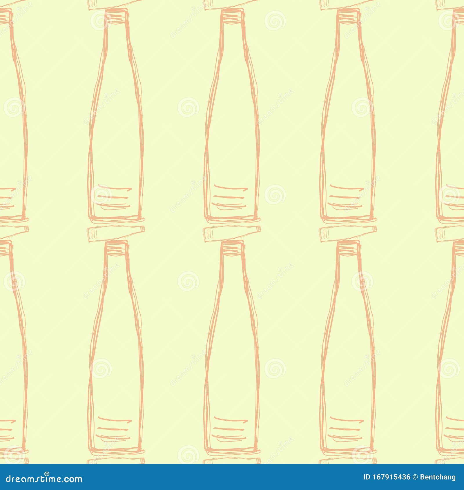 Seamless Vector Artwork, Bottle Abstract, Hand Drawn Texture, Backdrop ...