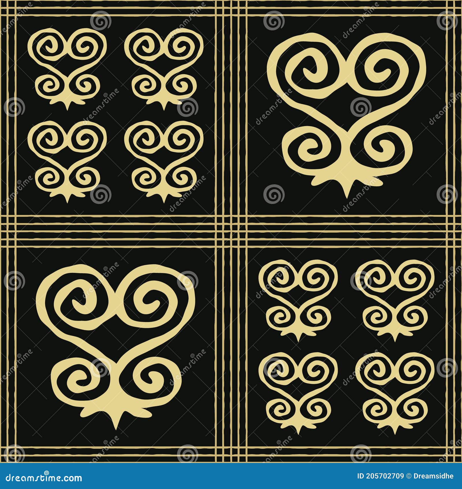 Seamless Vector Authentic Fabric Pattern with African Adinkra Symbols ...