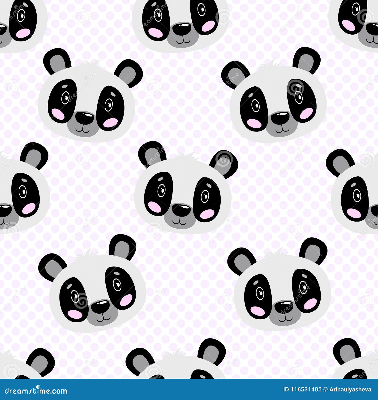 Seamless Vector Baby Pattern with Animals Panda Face. Stock ...