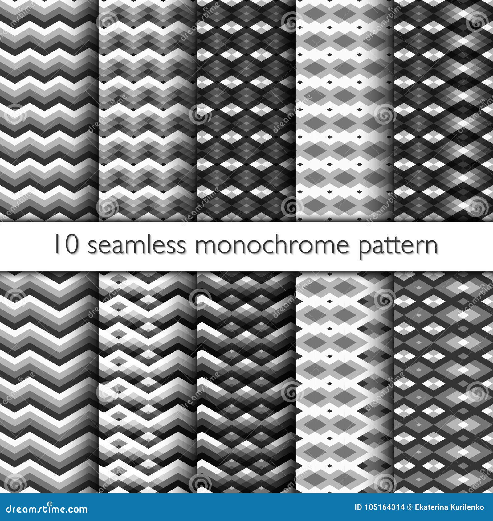 Set of Ten Seamless Zig Zag Pattern Stock Vector - Illustration of ...