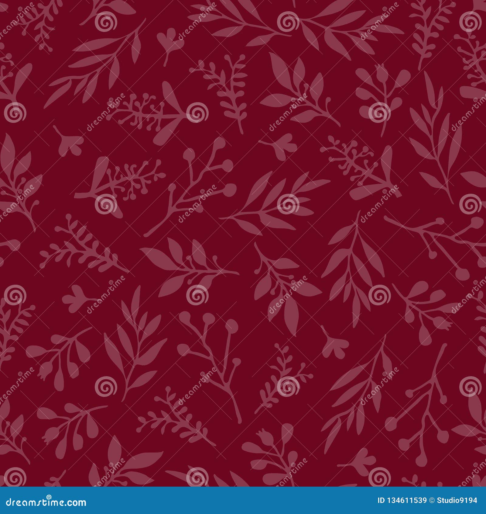 Seamless Vector Background with Abstract Leaves Red. Simple Leaf ...