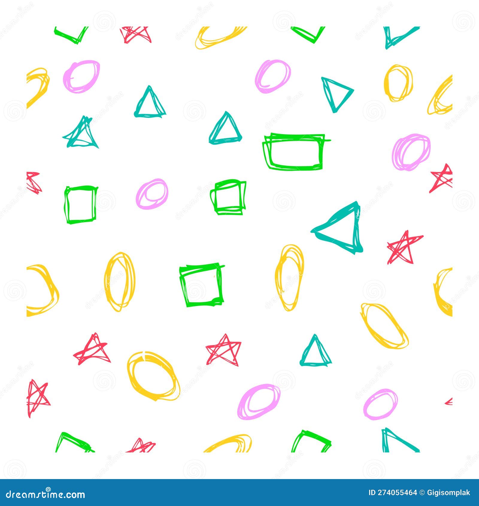 Seamless Vector Background Basic and Star Shape Hand Draw Sketch Stock ...