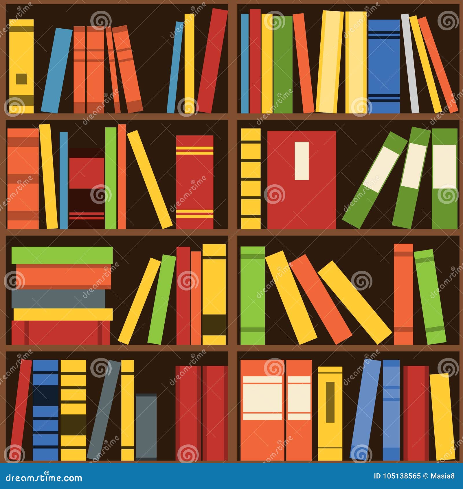 Bookshelves Seamless Vector Background Stock Vector - Illustration of ...