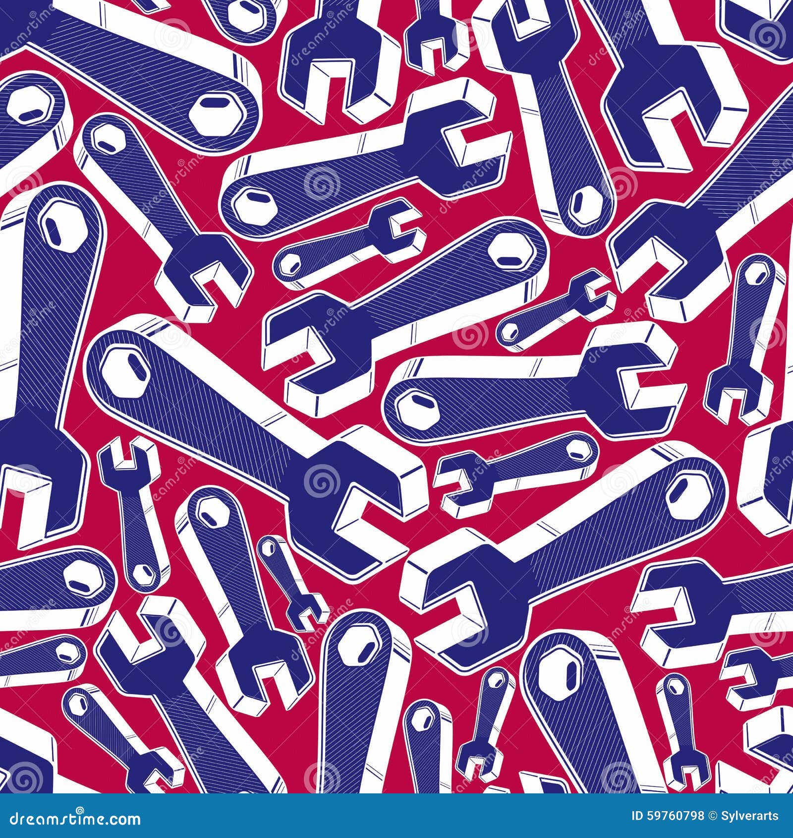 Seamless Vector Background with Detailed 3d Wrenches. Work Tools Stock ...
