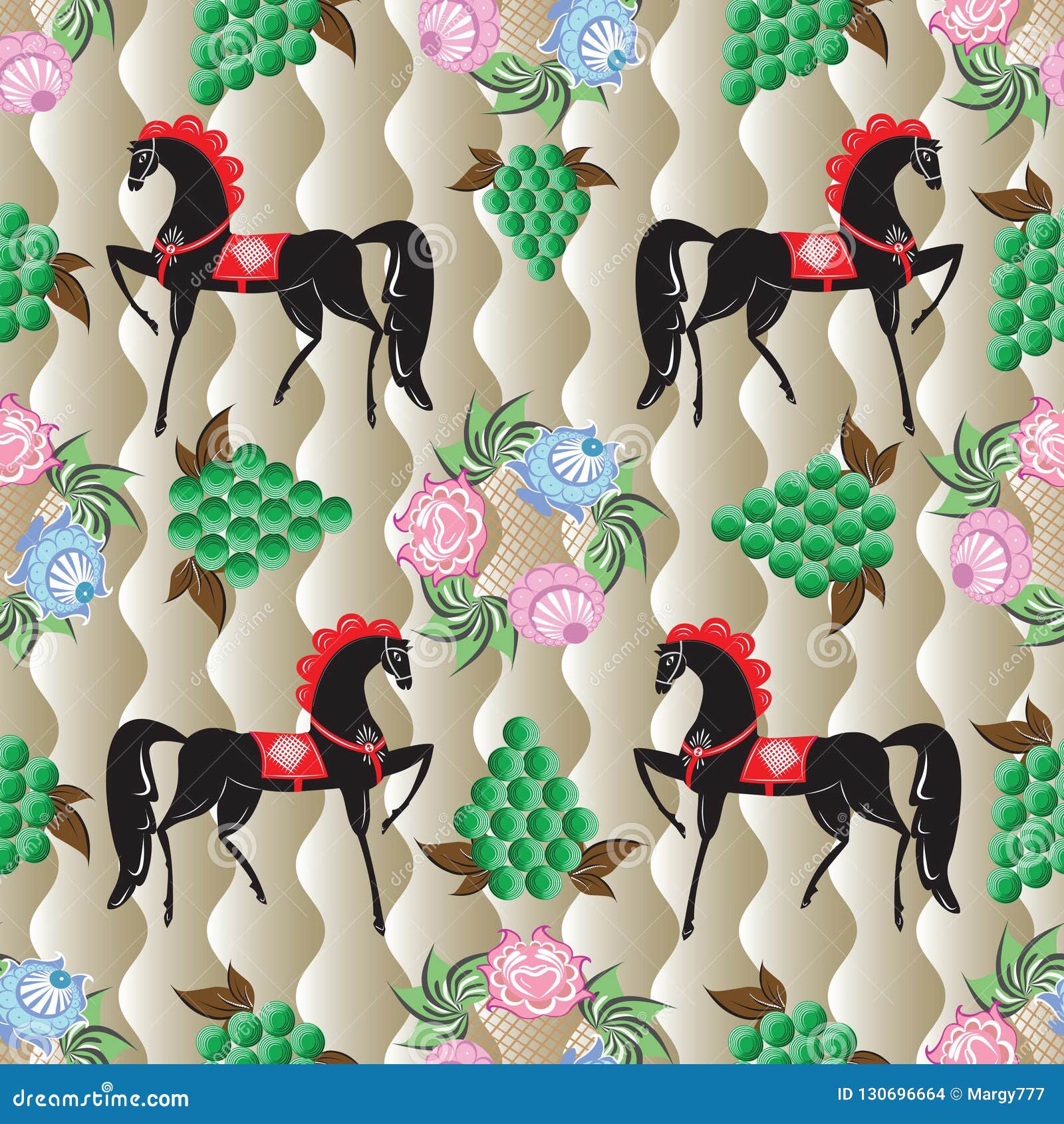 Seamless Vector Background with Folk Russian Patterns for the De Stock ...