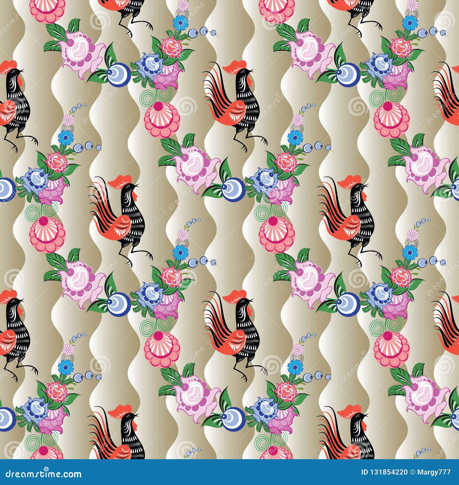 Seamless Vector Background with Folk Russian Patterns for the De Stock ...