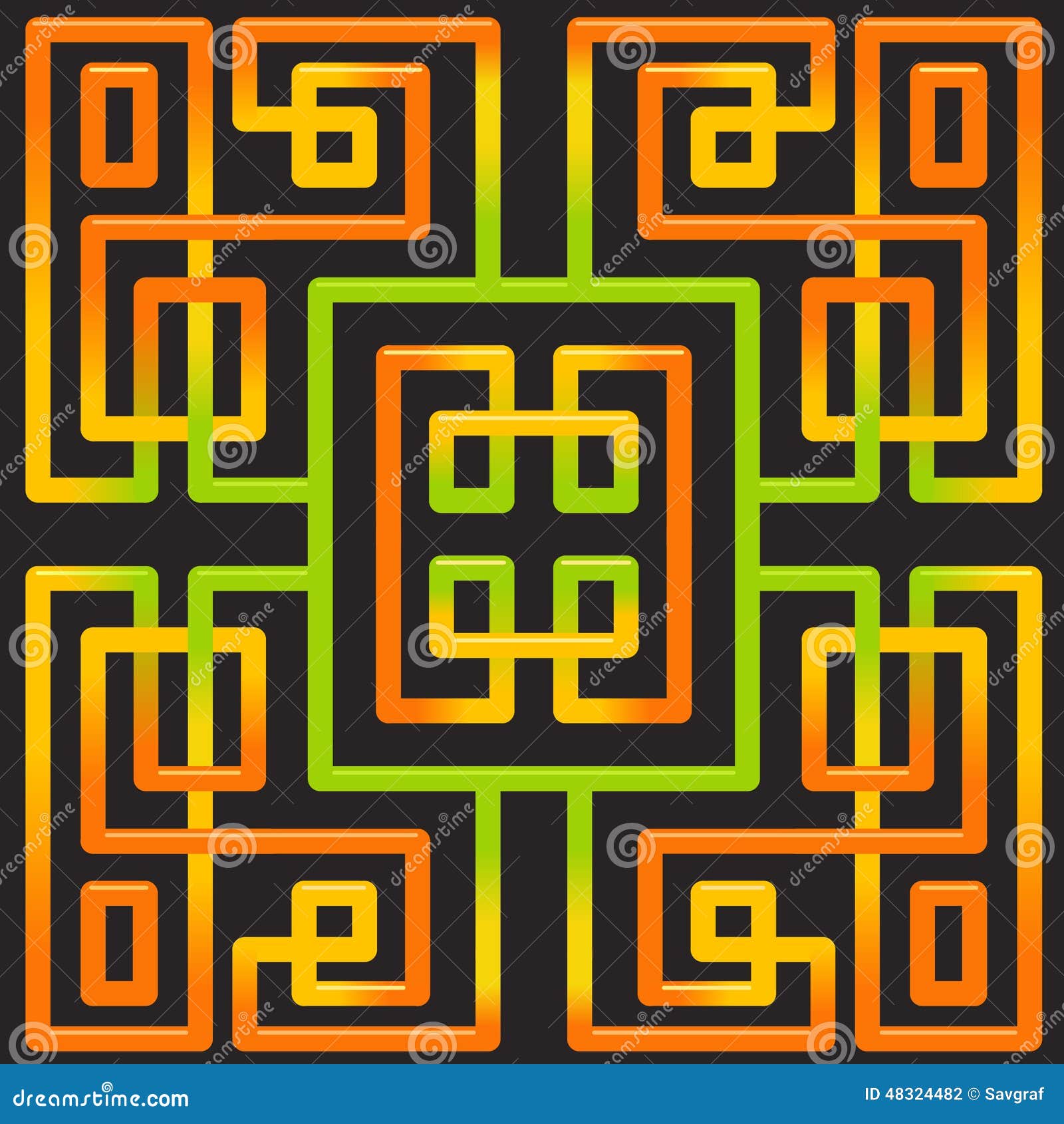 Seamless Vector Background. Tangled Colorful Lines on Black Stock ...