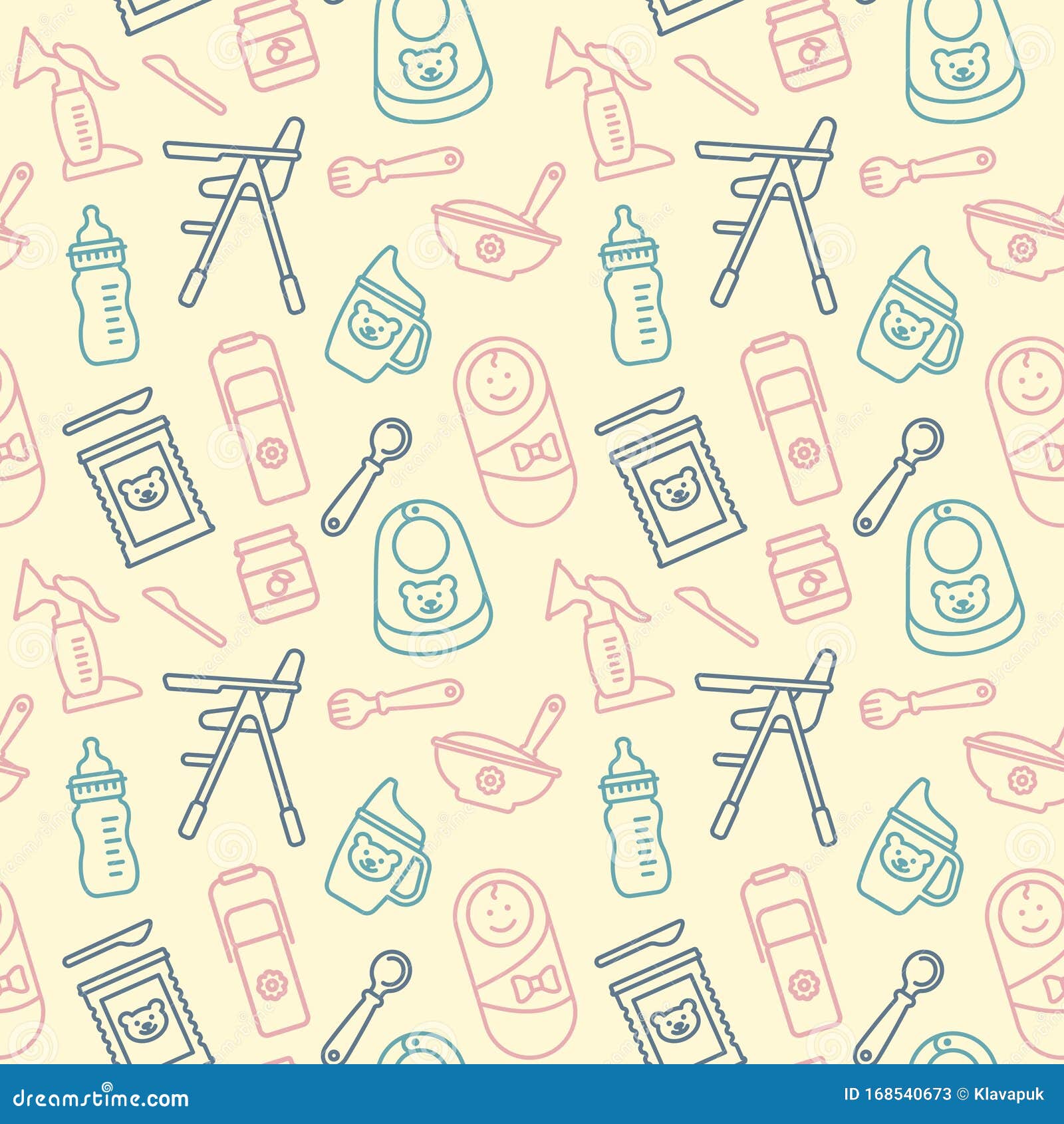 Seamless Vector Background on the Theme of Baby Feeding Stock Vector ...