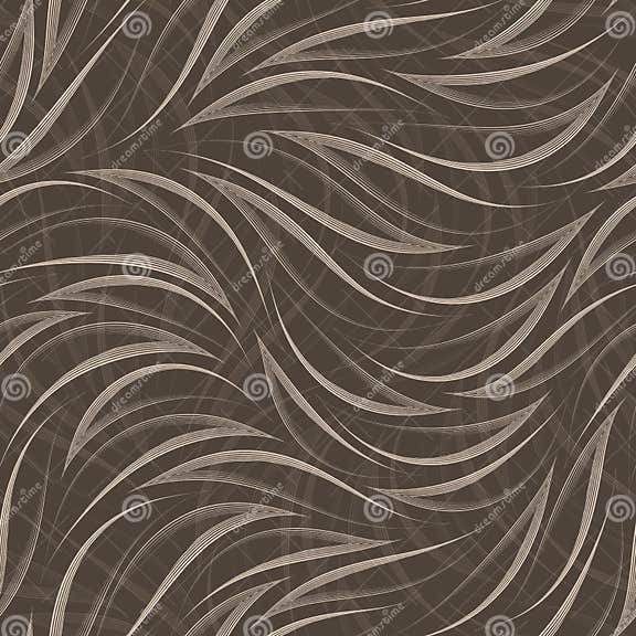 Seamless Vector Beige Abstract Pattern of Thin Wavy Lines.Linear ...