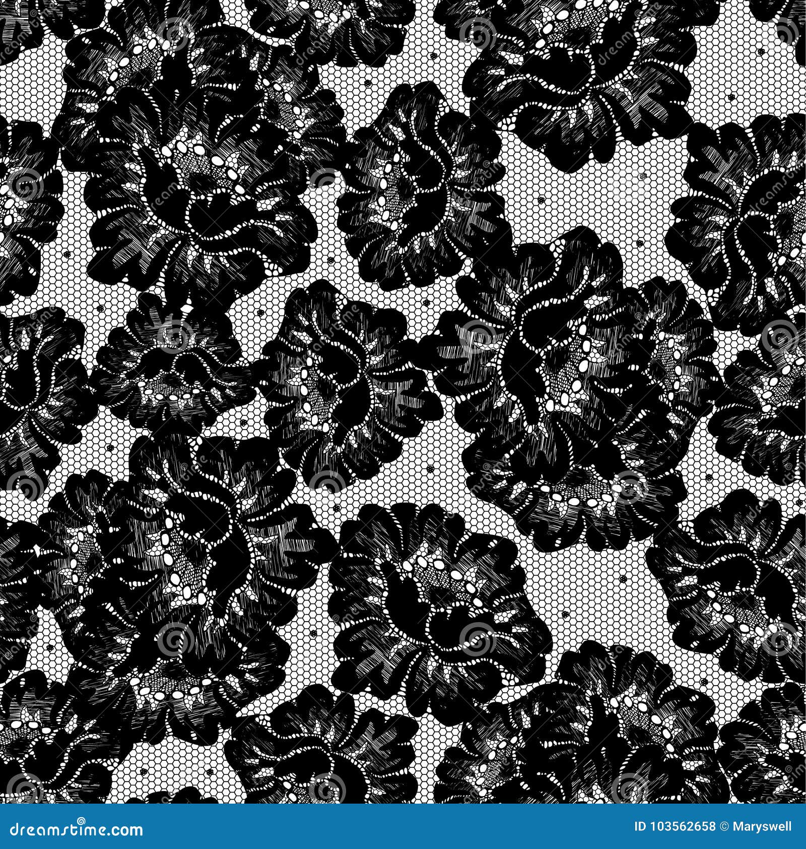 Seamless Vector Black Lace Stock Vector Illustration Of Fabric 103562658