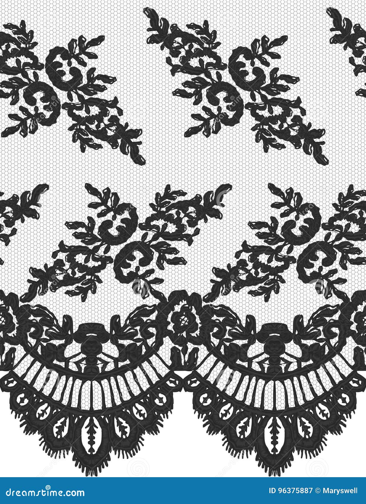 Seamless Vector Black Lace Pattern Stock Vector - Illustration of decoration, love: 96375887