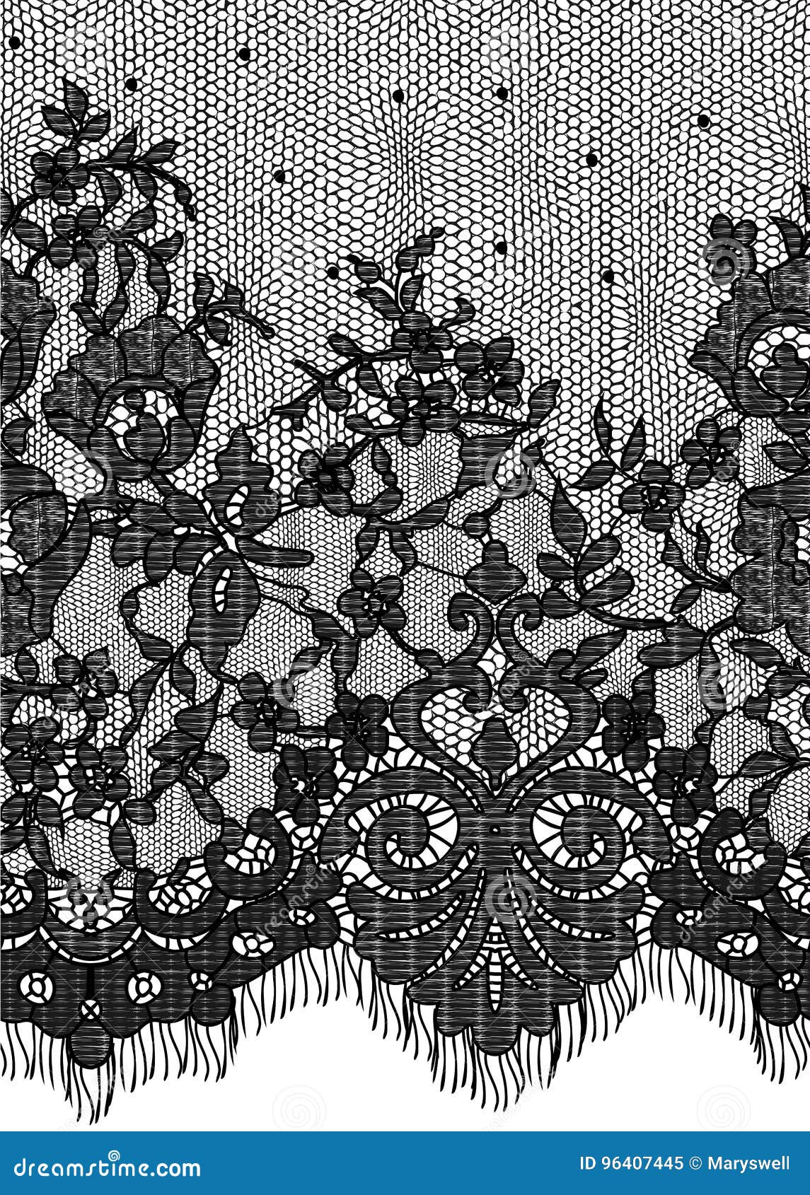Seamless Vector Black Lace Pattern Stock Vector - Illustration of lingerie, border: 96407445
