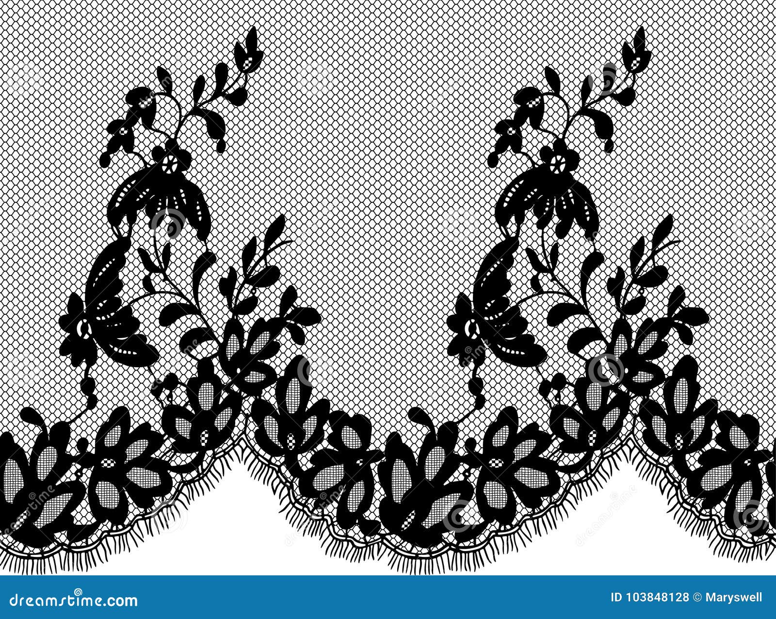 Seamless Vector Black Lace Pattern Stock Vector - Illustration of lacy ...
