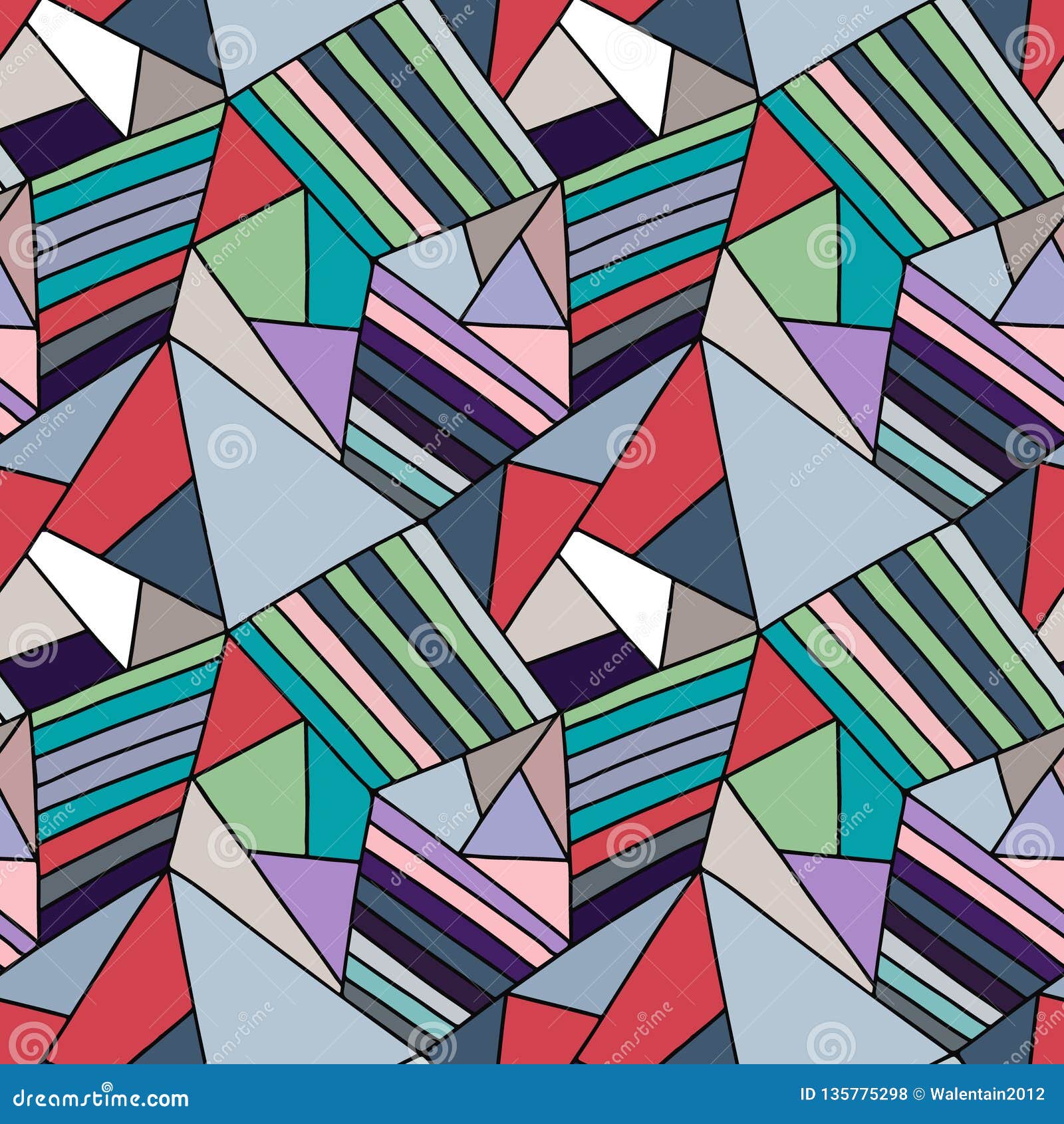 Seamless Vector Blue Pattern, Lined Asymmetric Geometric Background ...