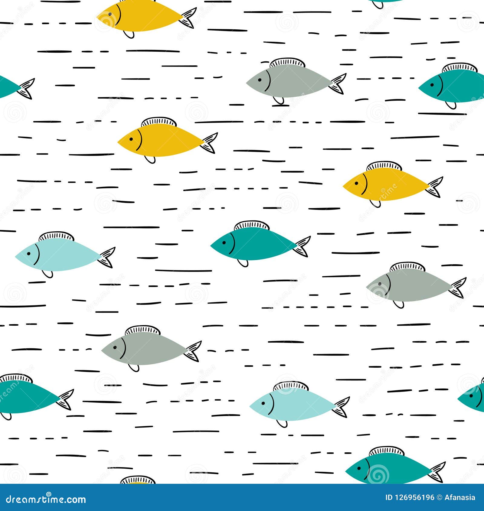 Seamless Vector Blue and Yellow Fish Pattern. Stock Vector ...