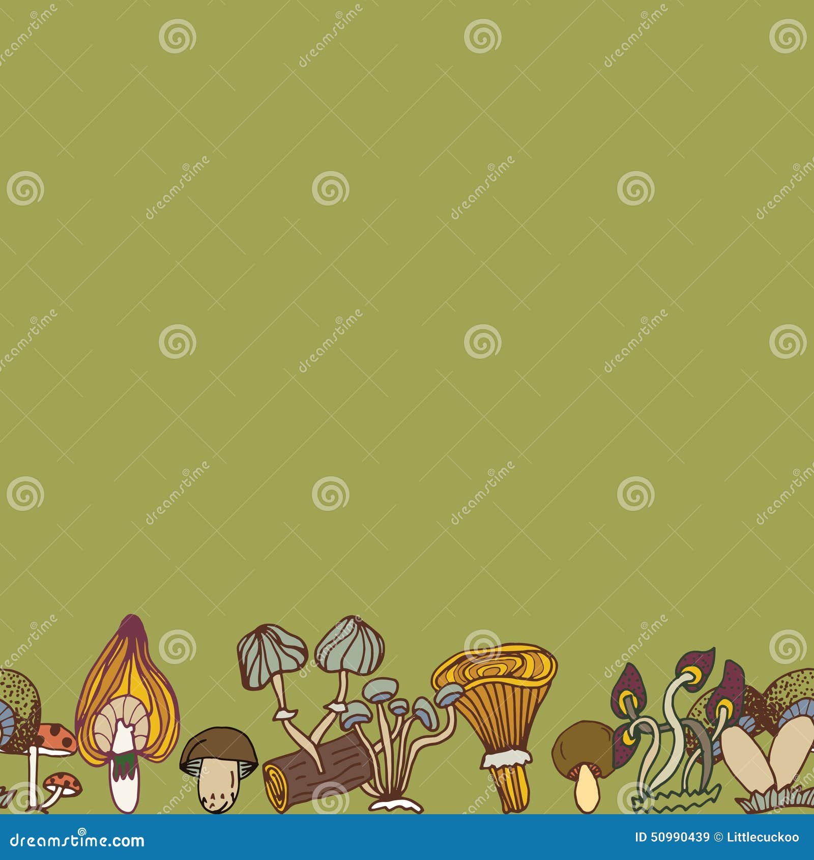 Seamless Vector Border of Different Mushrooms. Stock Vector ...