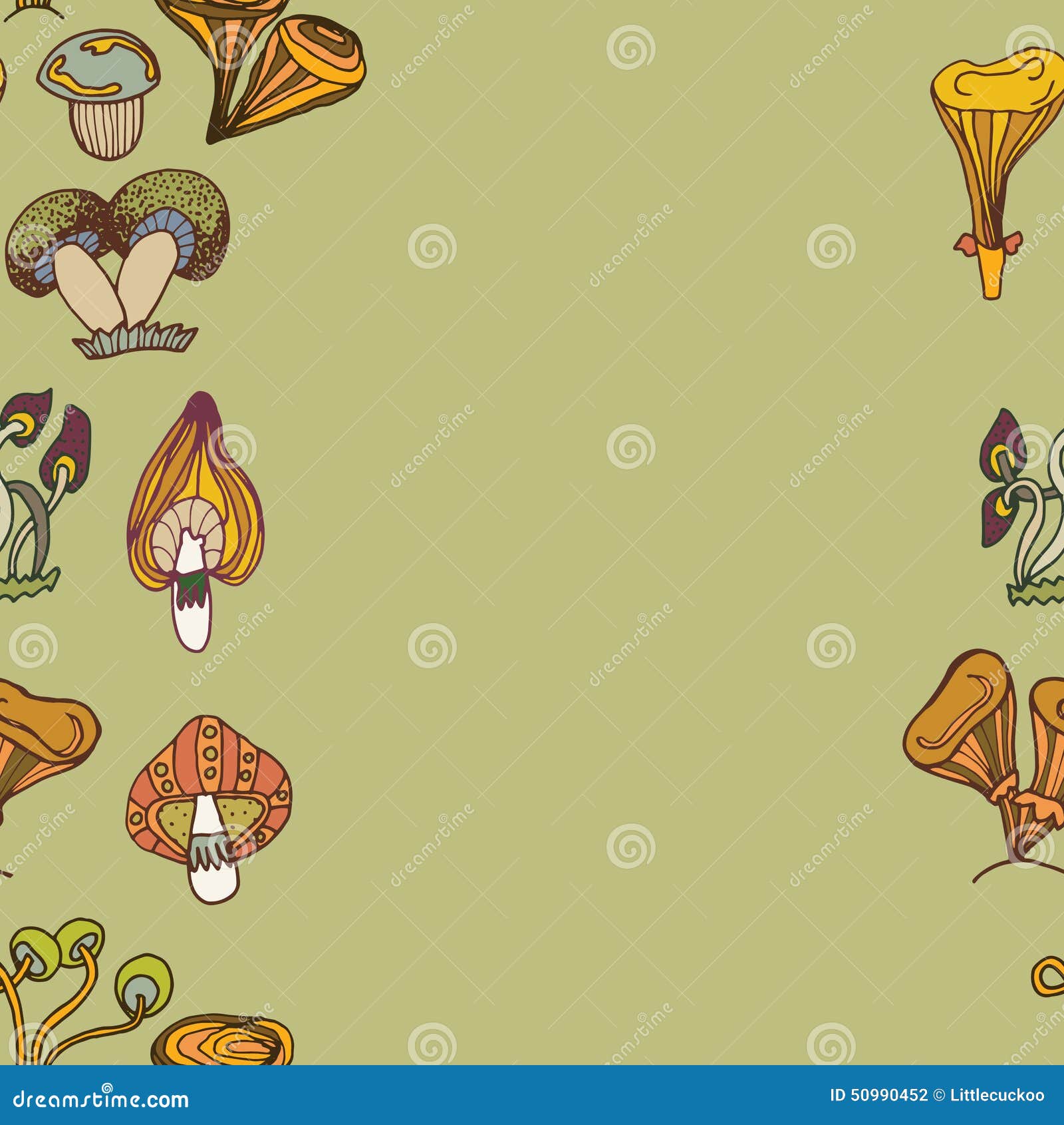 Seamless Vector Border Different Mushrooms Stock Illustrations – 22 ...