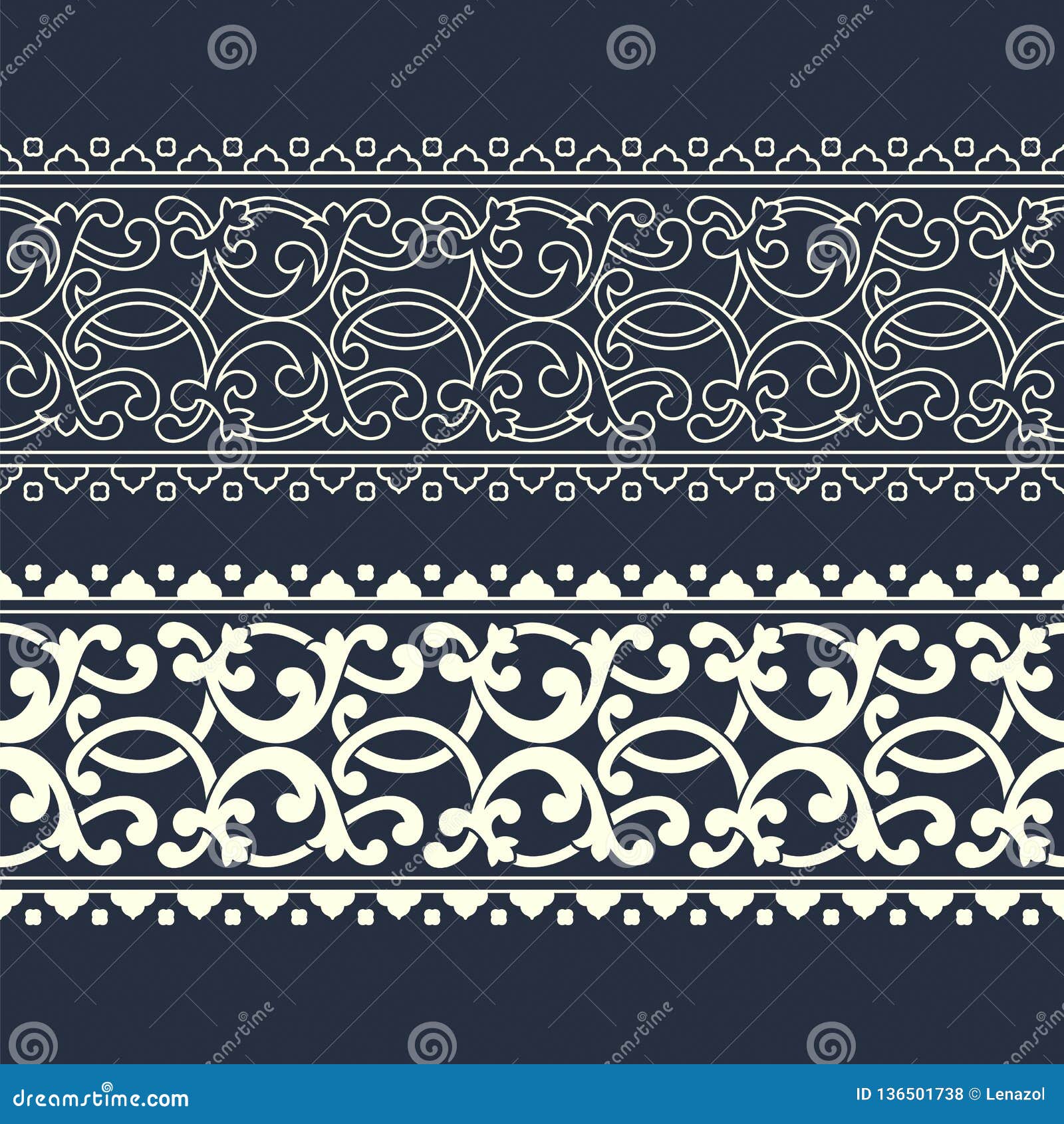 Seamless Vector Border Template with Floral Ornament. Stock Vector ...