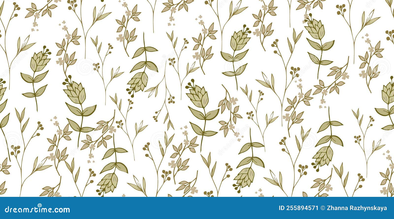 Seamless Vector Botanical Pattern Meadow Plants and Herbs. Printing on Fabric and Paper Stock ...