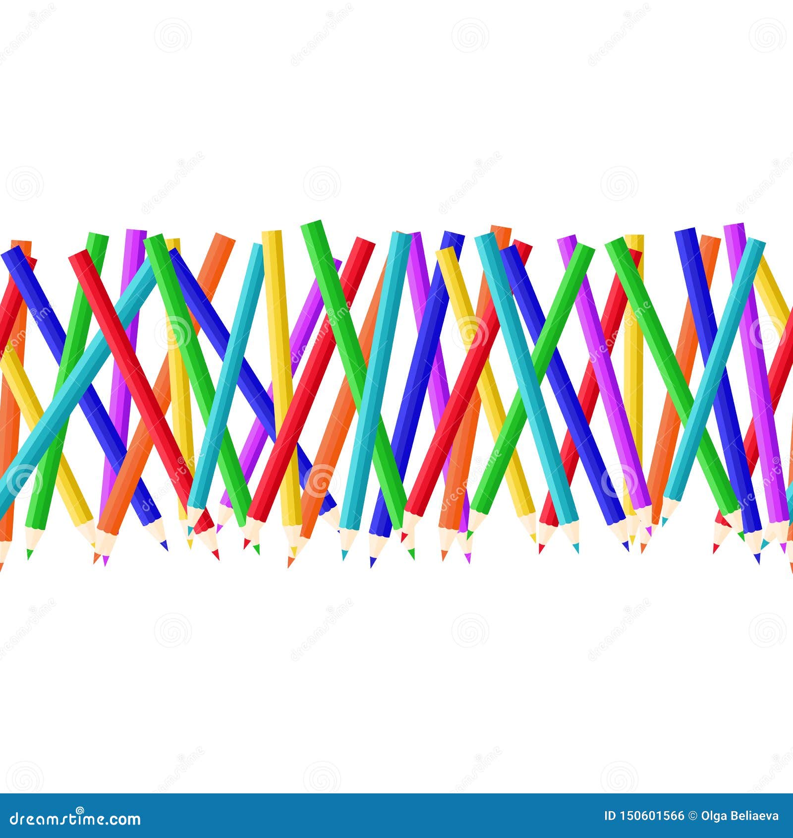 Seamless Vector Chaotic Horizontal Border of Colored Pencils. Stock ...