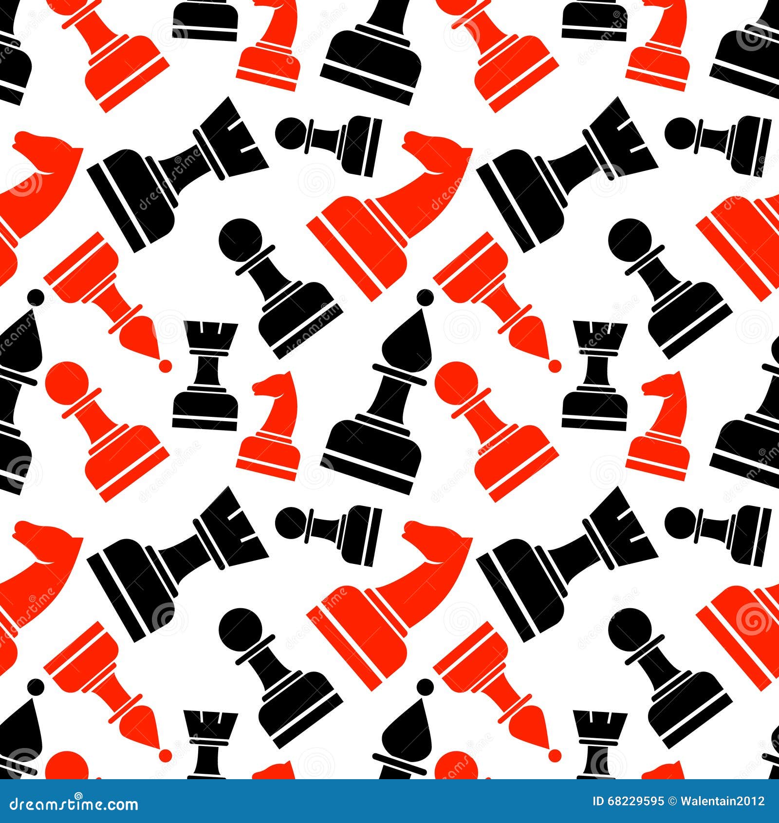 Seamless Vector Chaotic Pattern with Black and Red and Chess Pieces ...