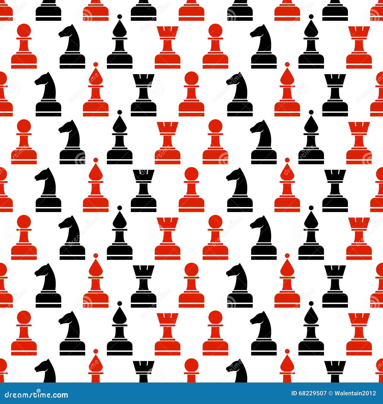 Seamless Vector Chaotic Pattern with Black and Red Chess Pieces on the ...