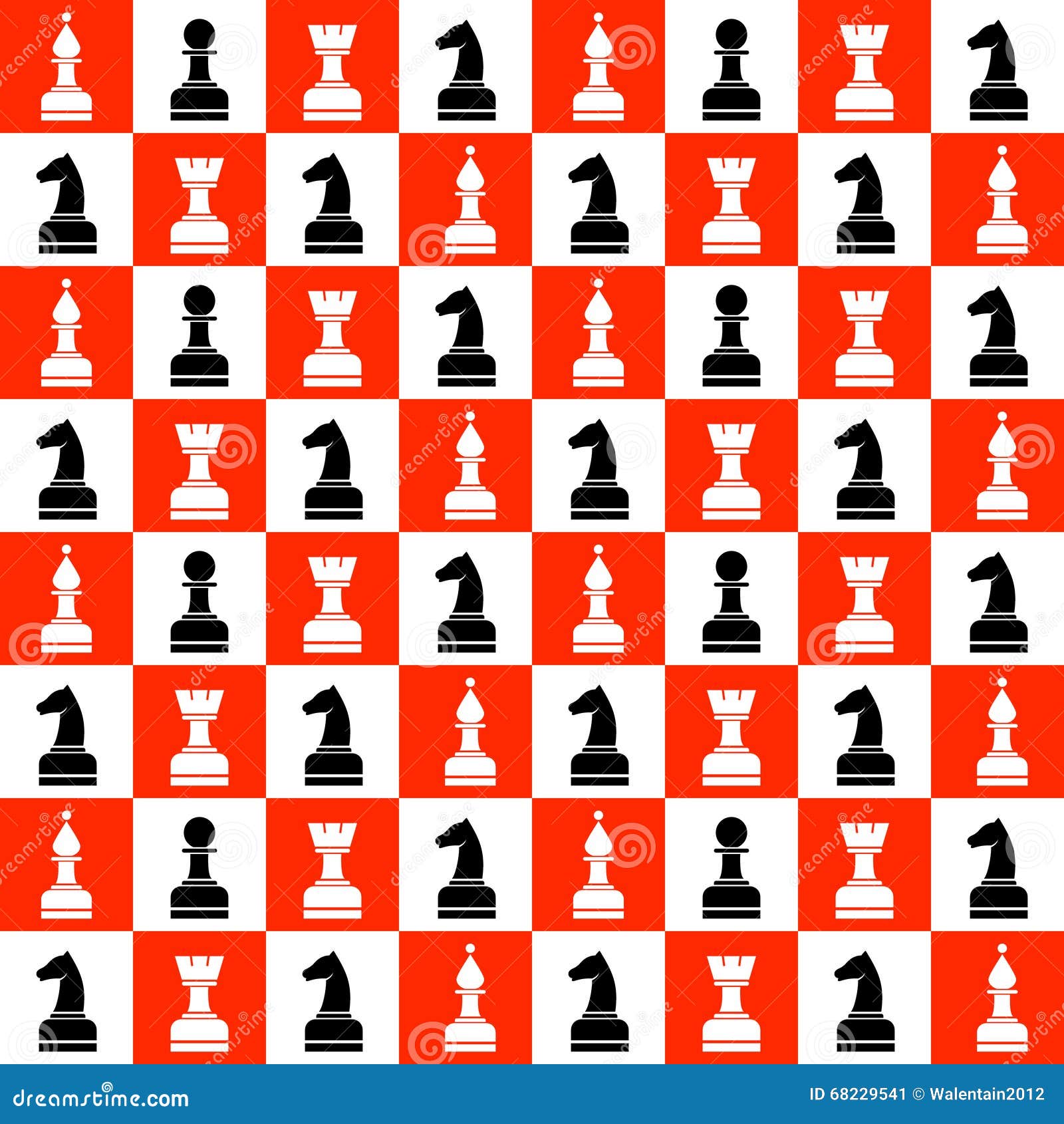 Seamless Vector Chaotic Pattern with Black and White Chess Pieces on ...