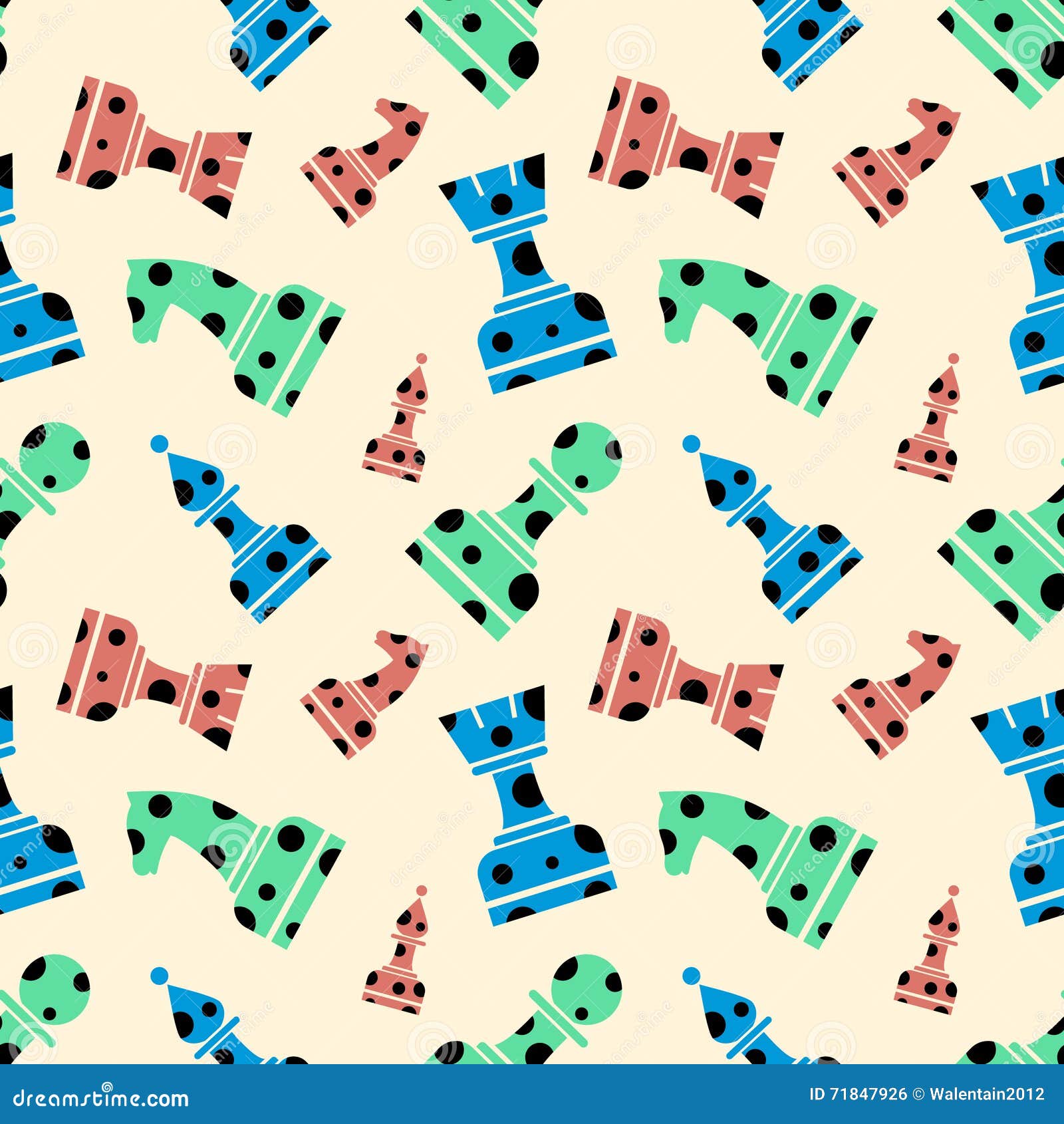 Seamless Vector Chaotic Pattern with Decorative Dotted Chess Figures ...
