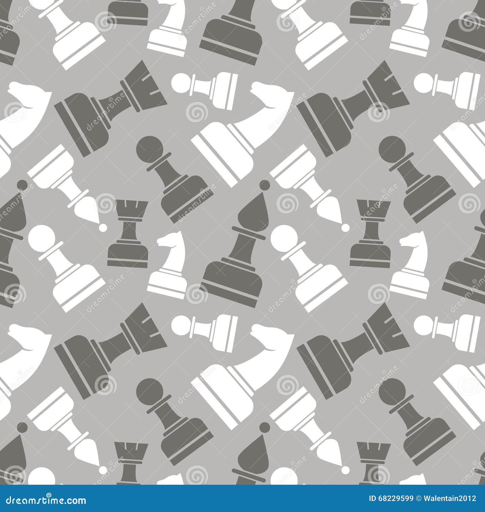 Seamless Vector Chaotic Pattern with Grey and White Chess Pieces ...