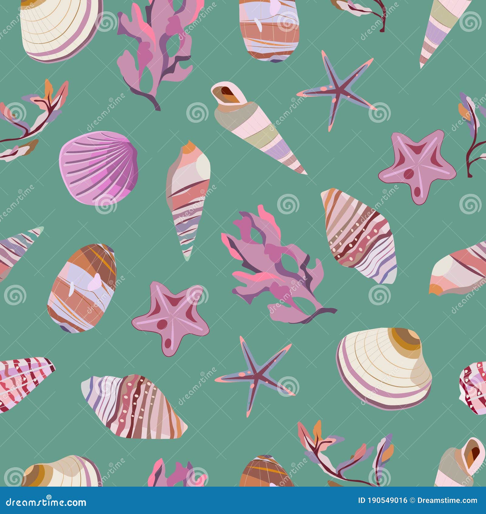 Sea Shells. Hand Drawn Marine Elements. Sketch Style Aquarium Habitats ...