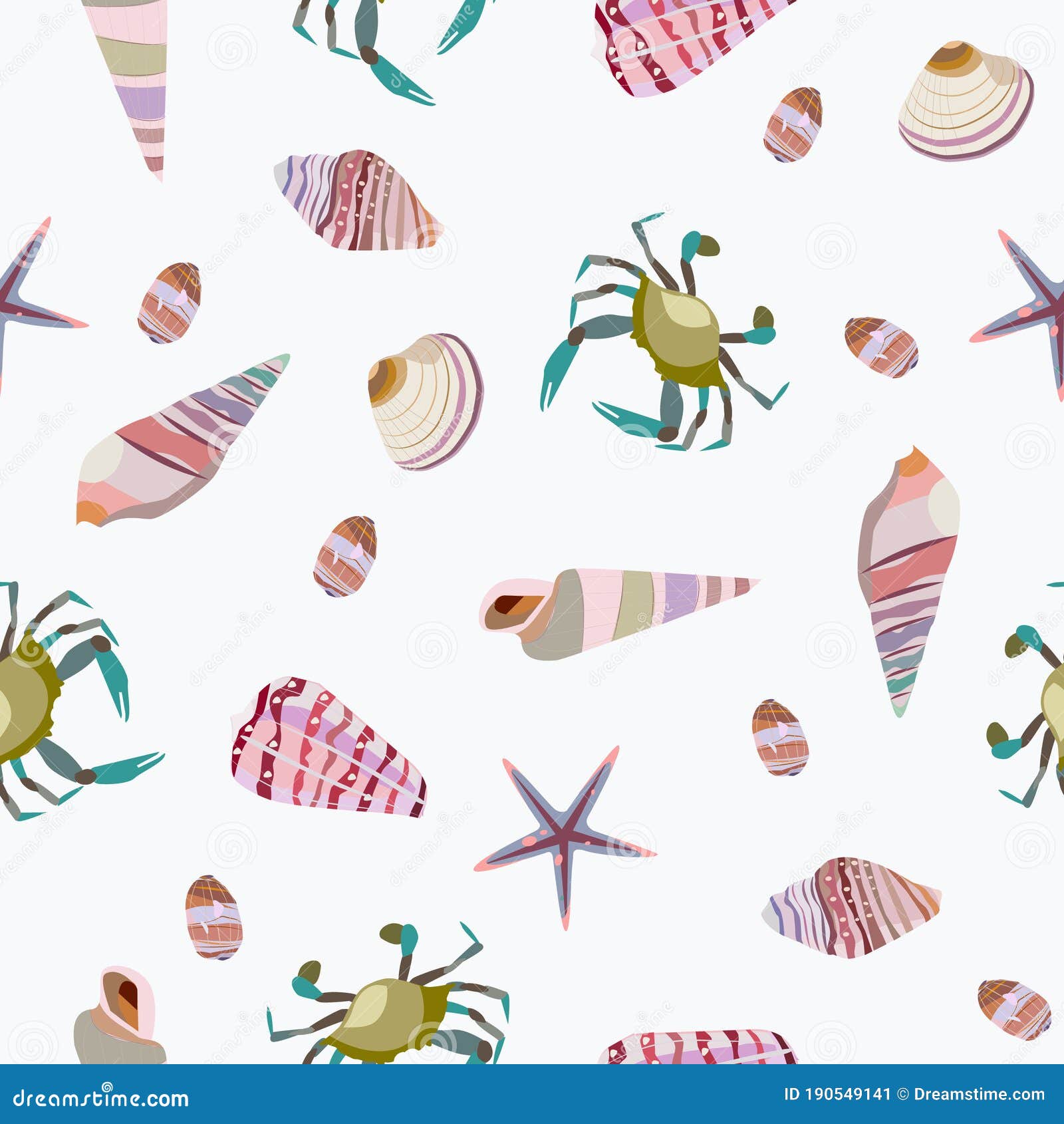 Sea Shells. Hand Drawn Marine Elements. Sketch Style Aquarium Habitats ...