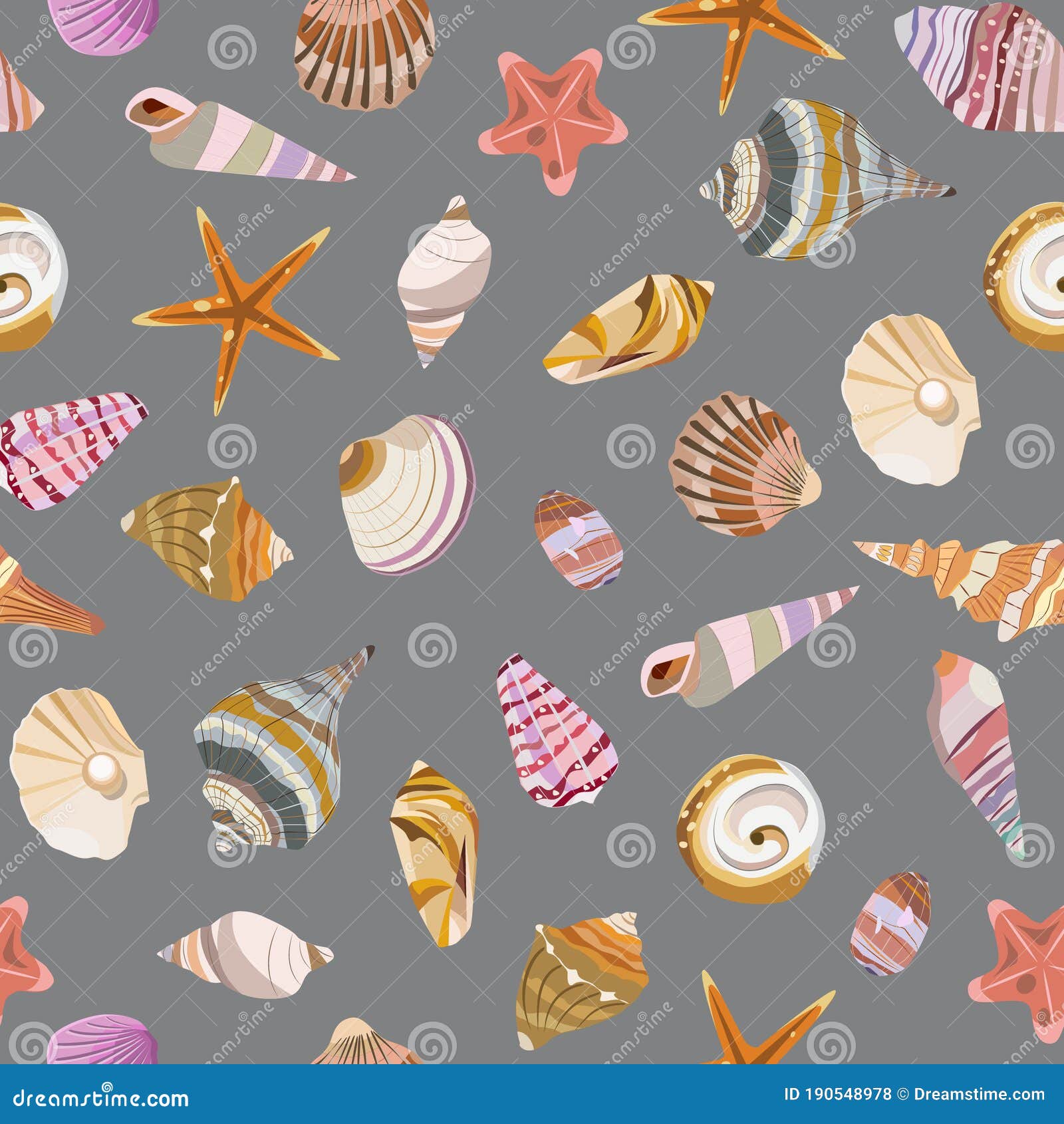 Sea Shells. Hand Drawn Marine Elements. Sketch Style Aquarium Habitats ...