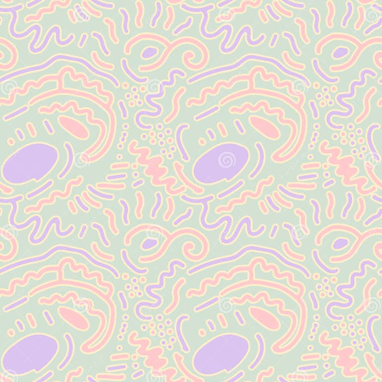 Seamless Vector Colorful Hippy Pattern with Wave Lines Stock Vector ...